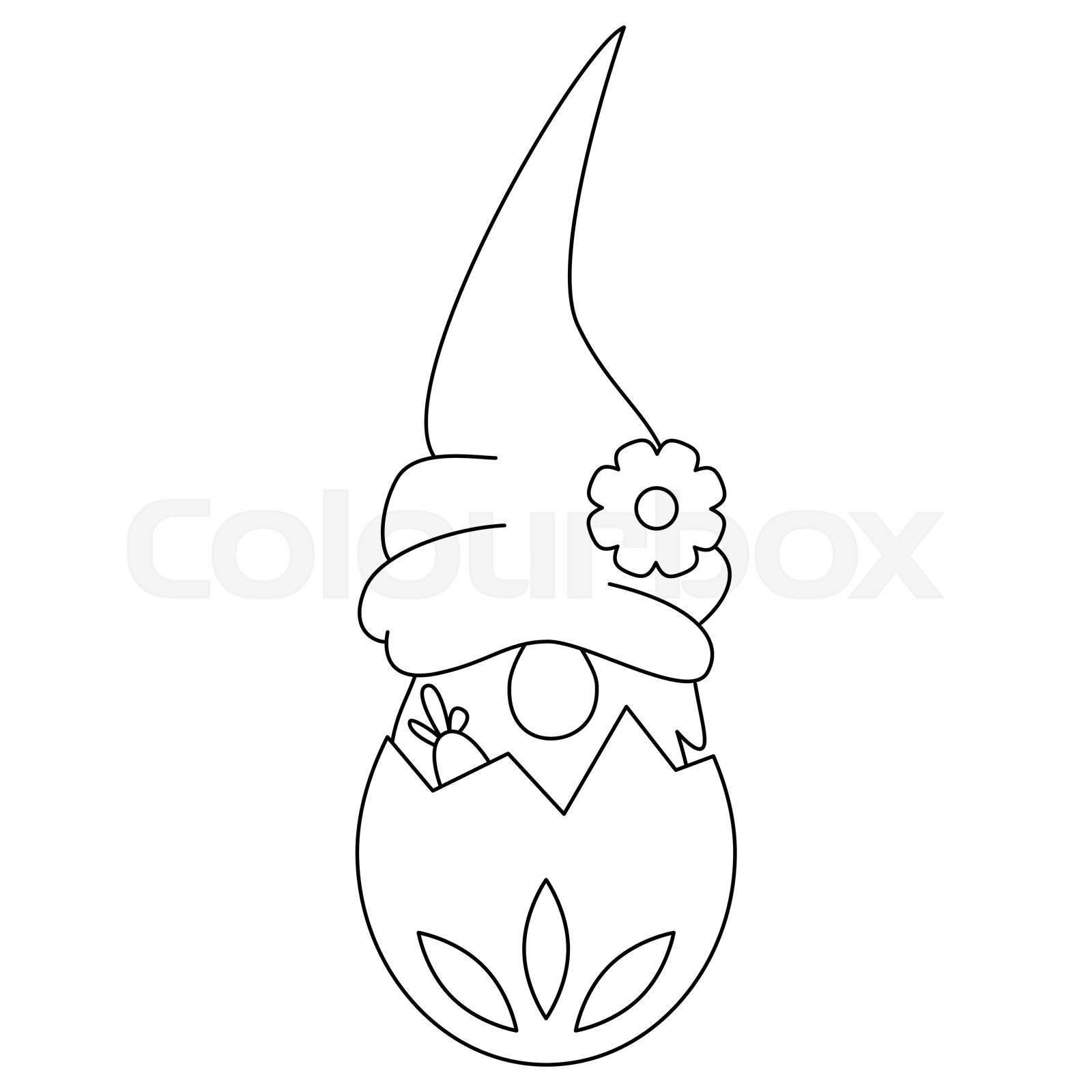 Hand drawn Simple line art Gnomes in egg Easter Spring Season ...