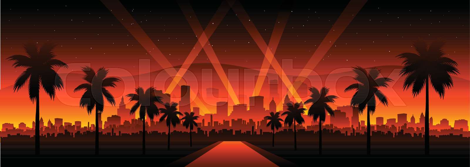 Hollywood cityscape background movie red carpet | Stock vector | Colourbox