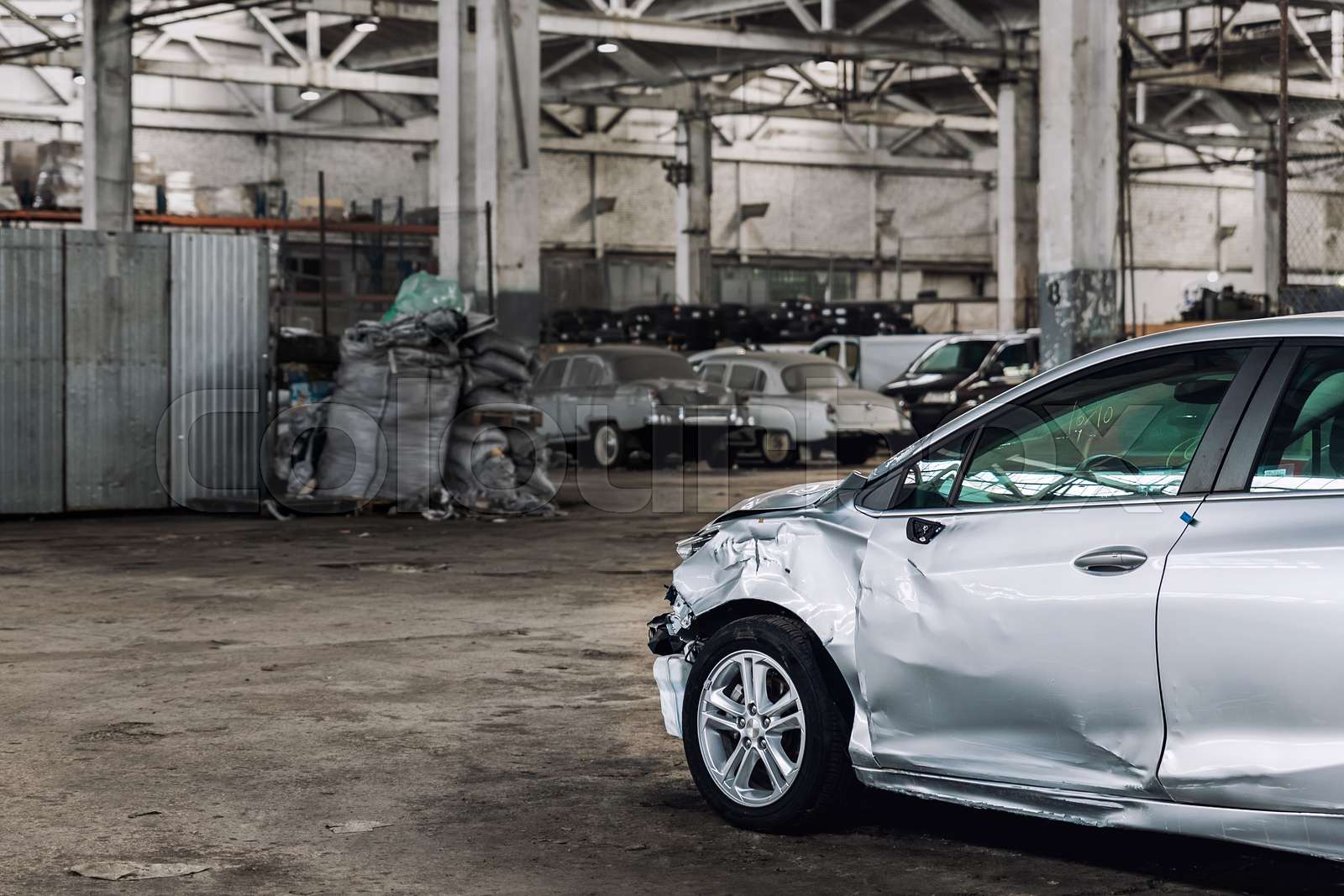 Many unknown altered wrecked car after traffic accident crash at ...