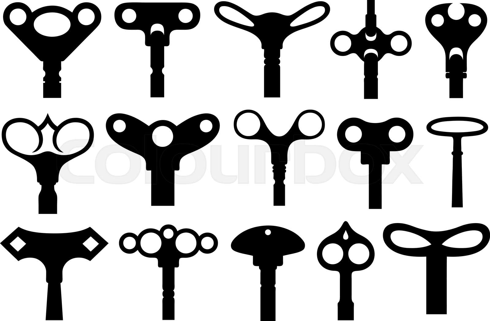 Group of different wind up keys | Stock vector | Colourbox