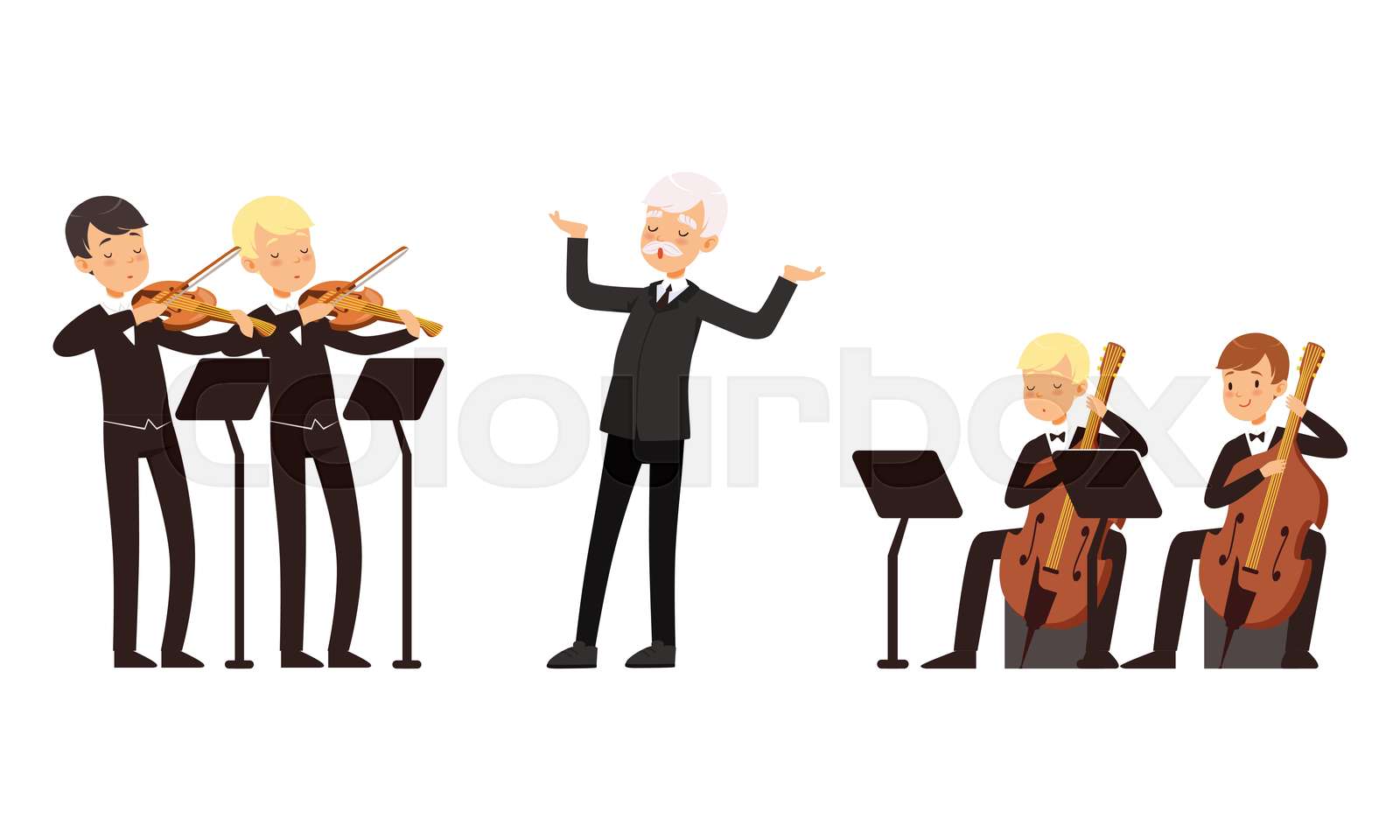 Symphonic Orchestra Playing Classical Music Performing on Stage ...