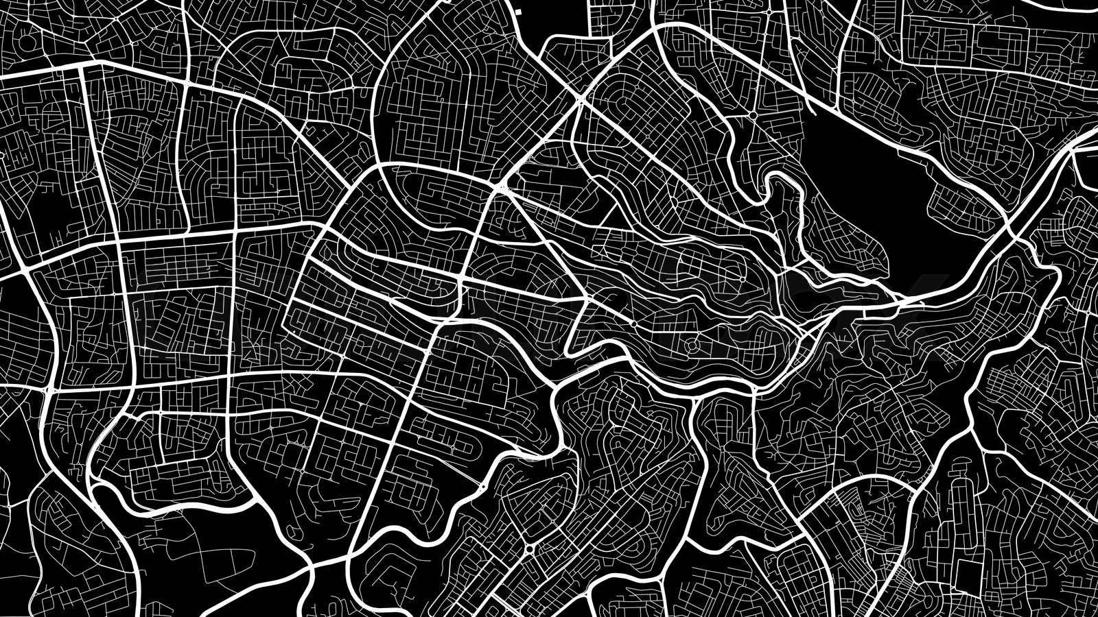 Black and white vector background map, Amman city area streets and ...