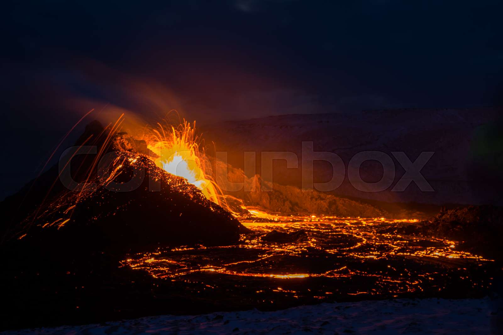 The eruption site of Geldingadalir in Fagradalsfjall mountain on ...