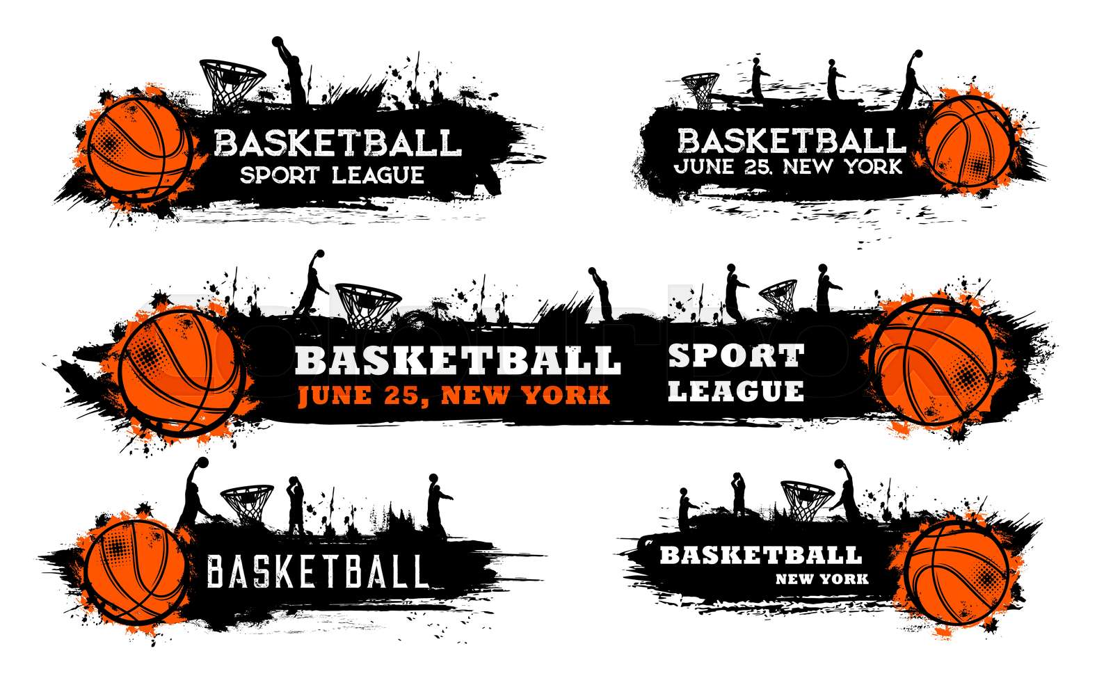 Basketball team match, sport league grungy banner | Stock vector ...