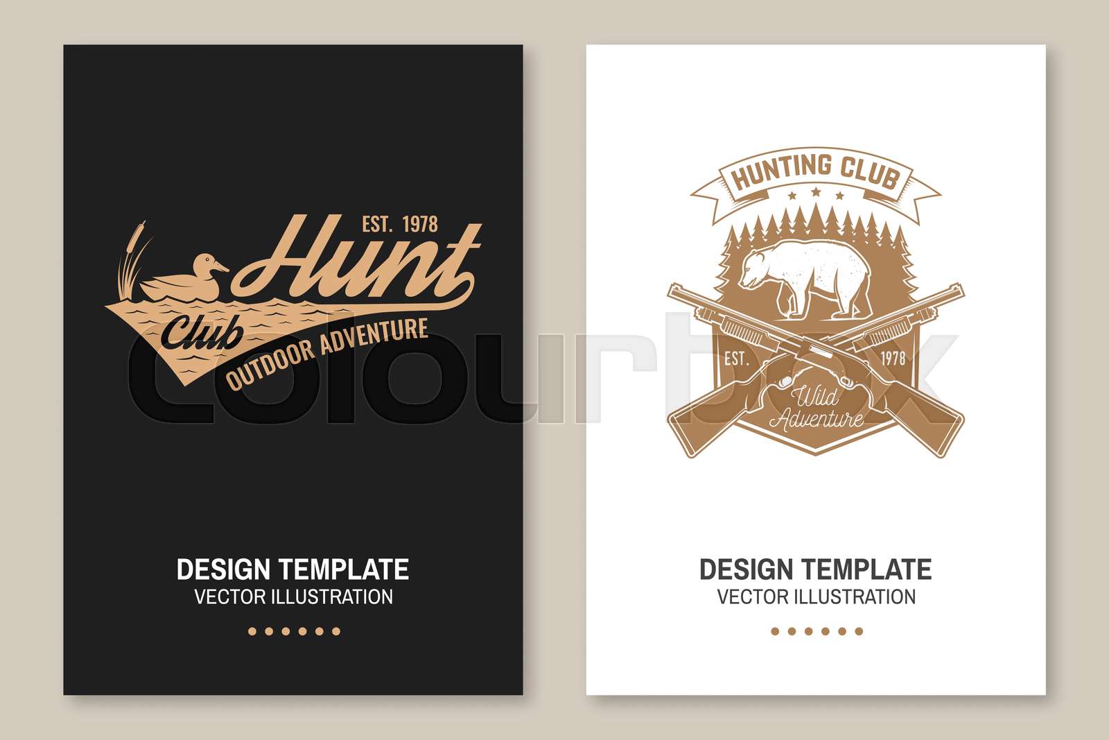 Hunting club. Vector Flyer, brochure, banner, poster design with with ...