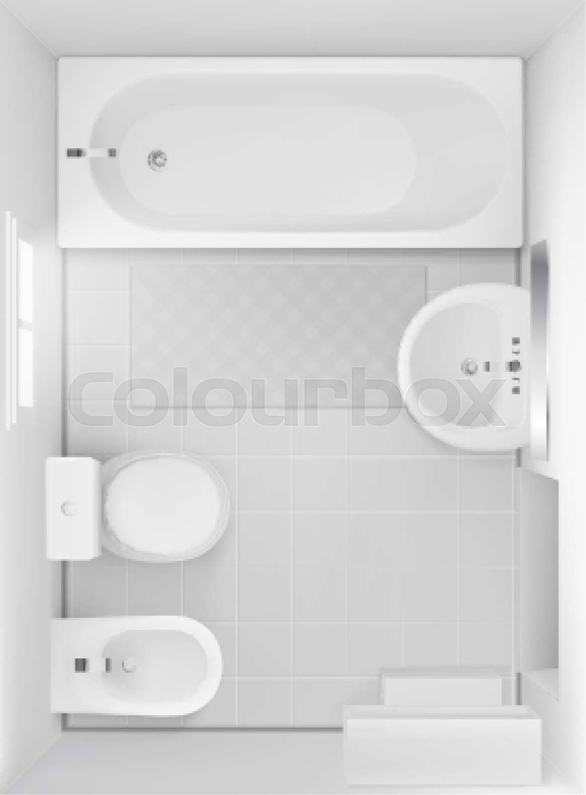 Bathroom interior top view, room design project | Stock vector | Colourbox