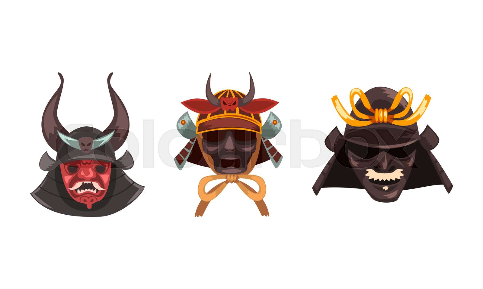 Horned Masks of Ancient Warriors Set, Scary Masks with Aggressive ...