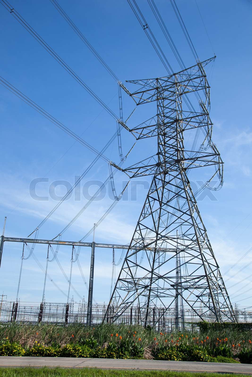 High voltage towers | Stock image | Colourbox