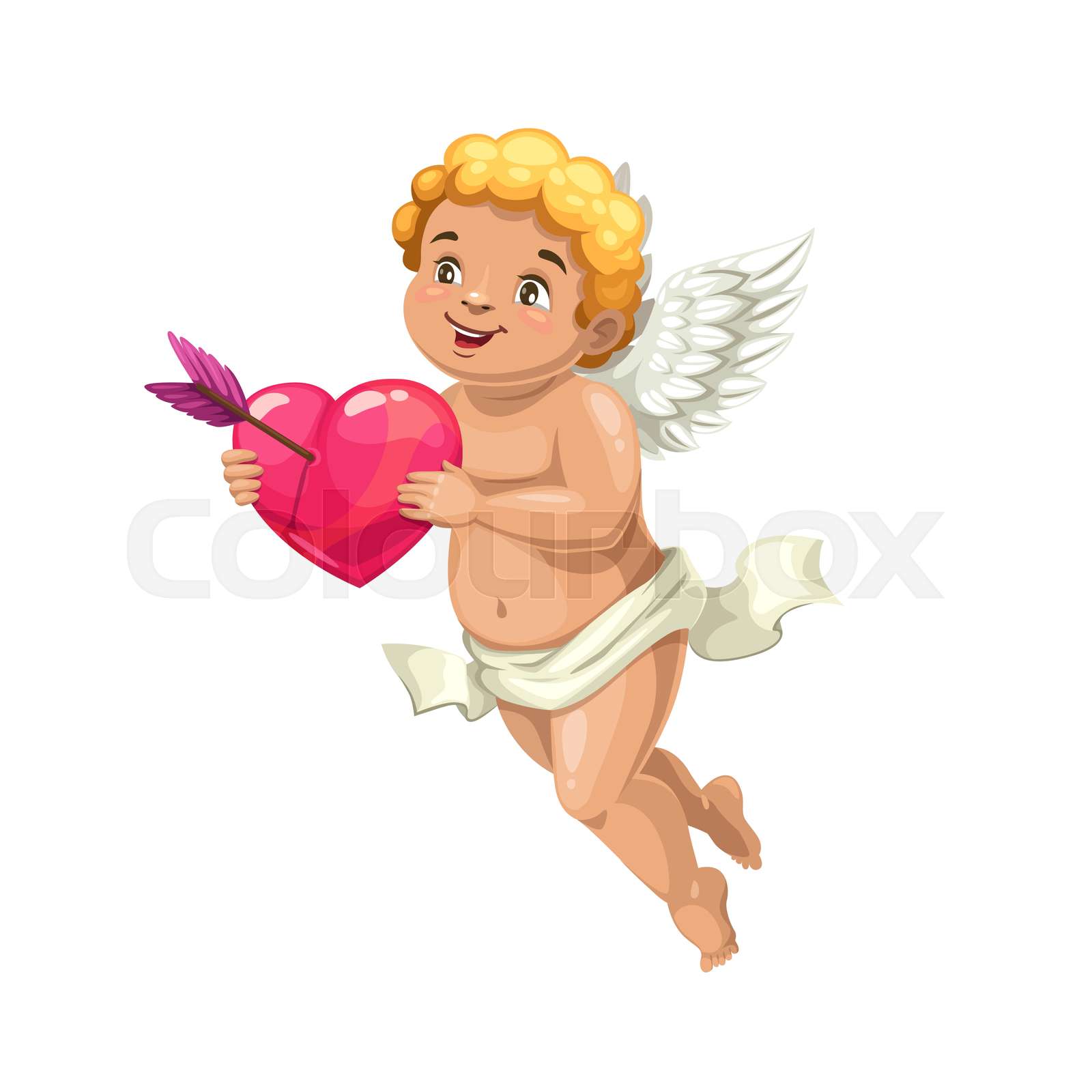 Cupid angel with heart and love arrow | Stock vector | Colourbox
