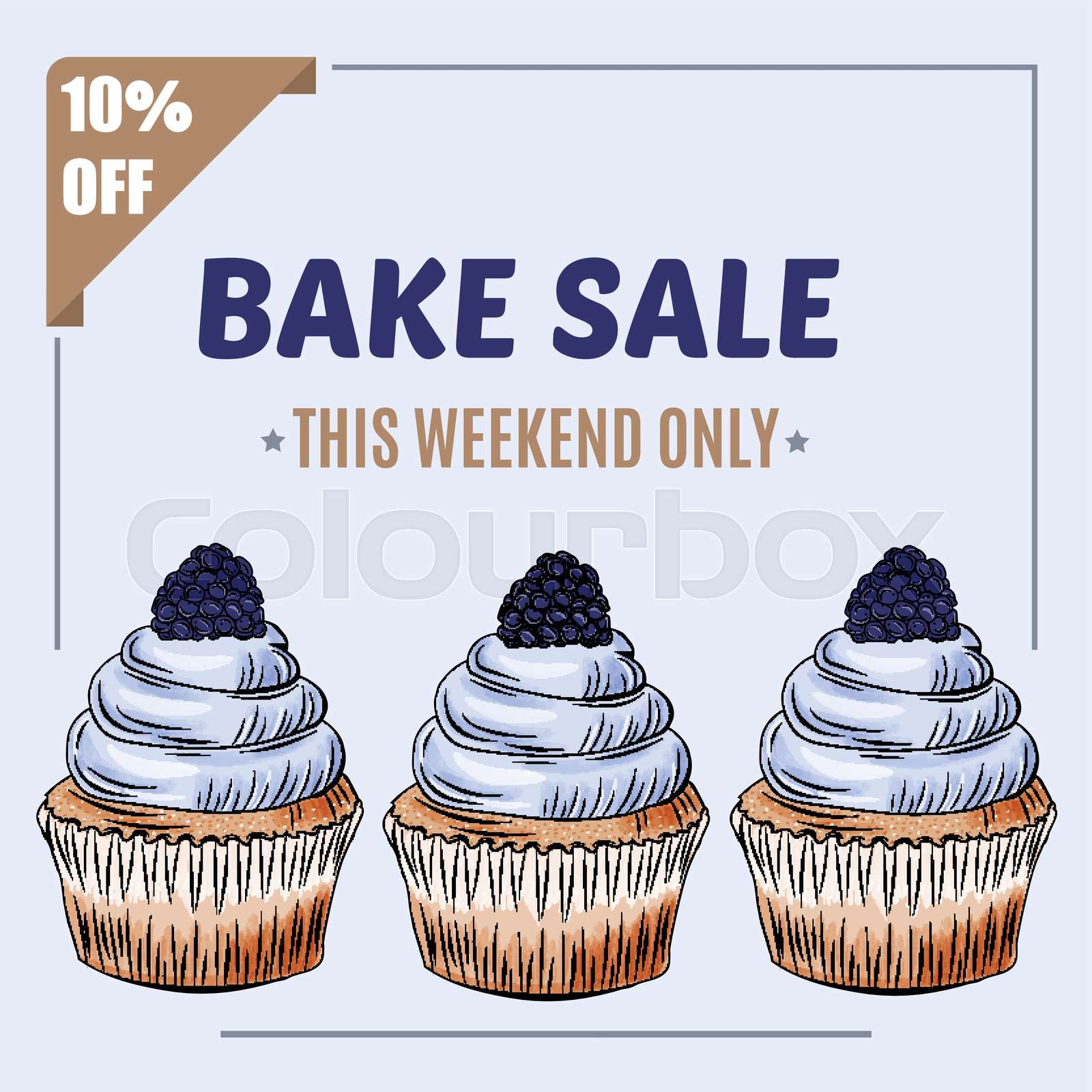 Bake Sale banner template with cupcake | Stock vector | Colourbox