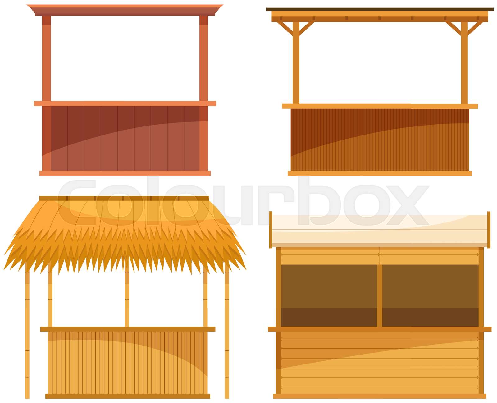 Set of illustrations about wooden outdoor bars. Establishment for sale ...
