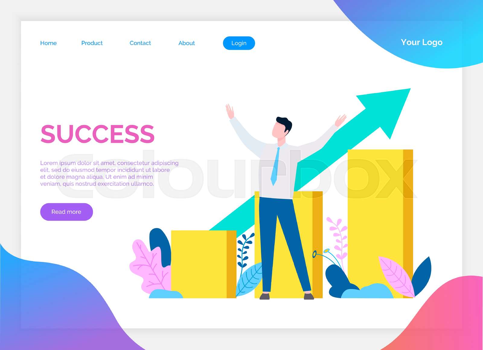 Success banner. Winner vision, reaching the goal, business target ...
