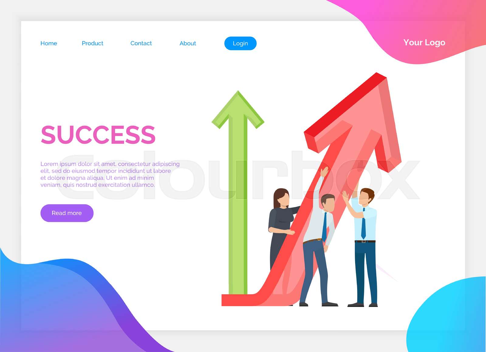 Success banner. Winner vision, reaching the goal, business target ...
