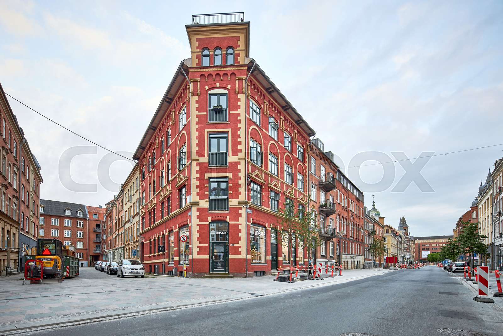 beautiful red and yellow building with detailed work | Stock image ...
