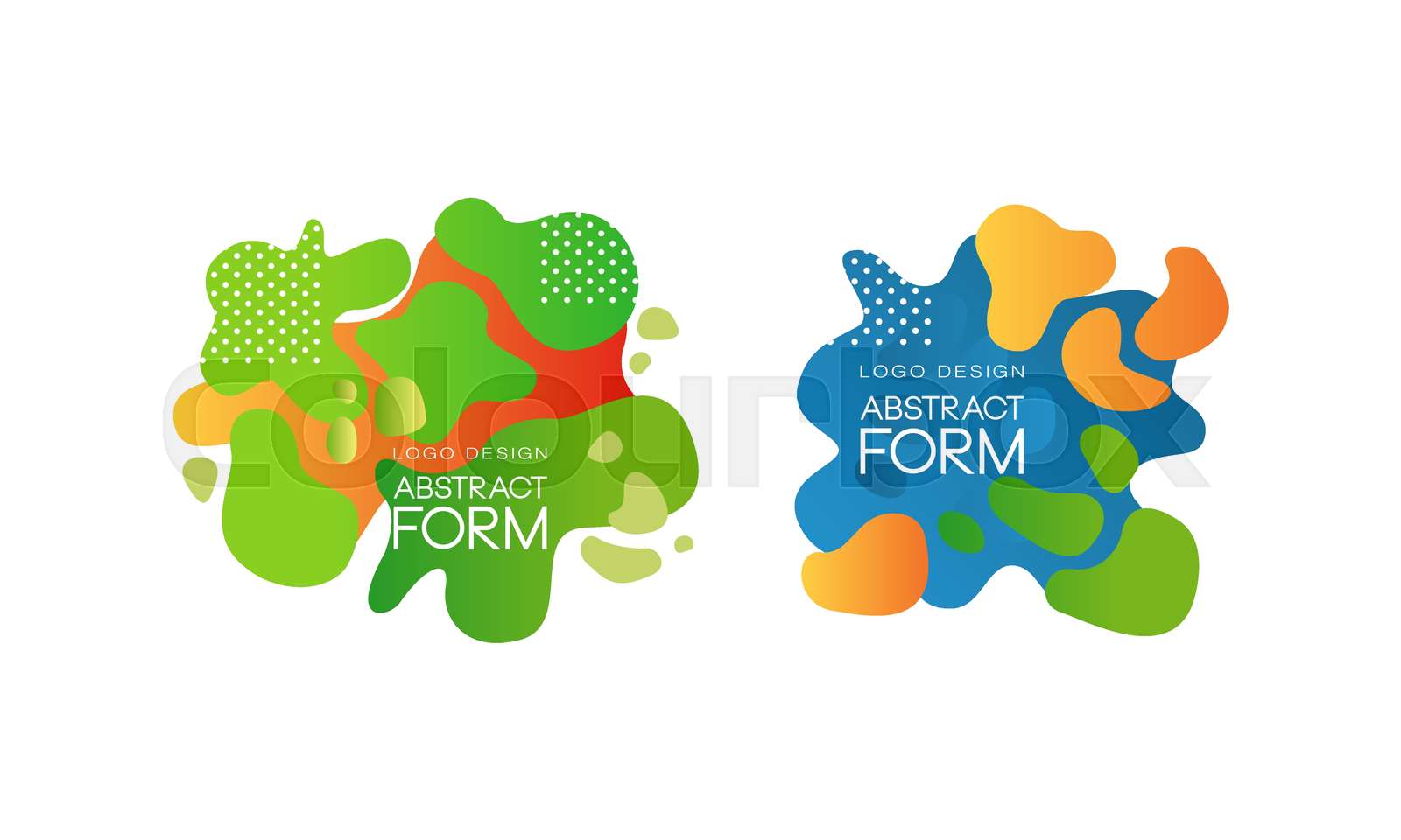 Abstract Form Logo Design Set, Bright Dinamic Shapes, Modern Splash ...