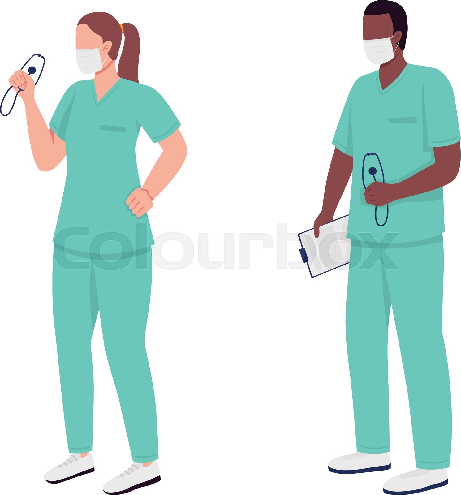 Medical workers flat color vector faceless characters | Stock vector ...