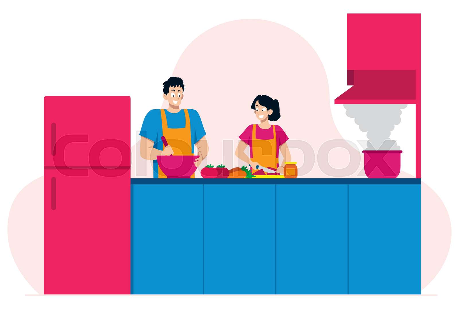 Couple Cooking Together | Stock vector | Colourbox