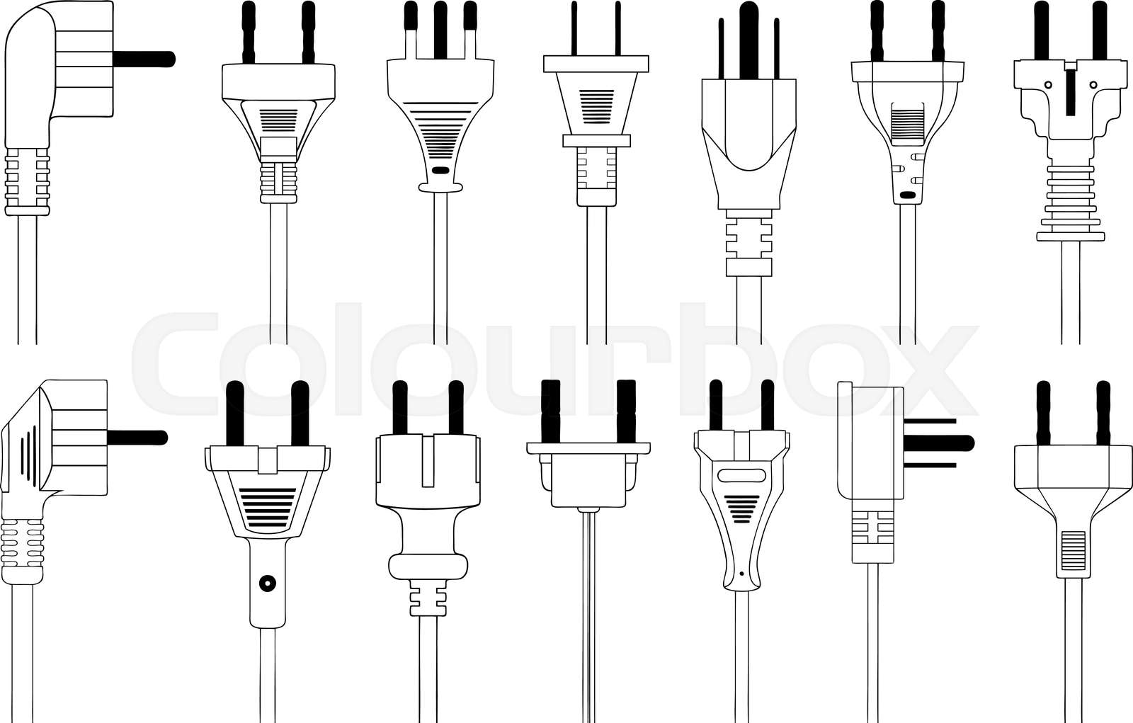 Illustration of different plugs | Stock vector | Colourbox