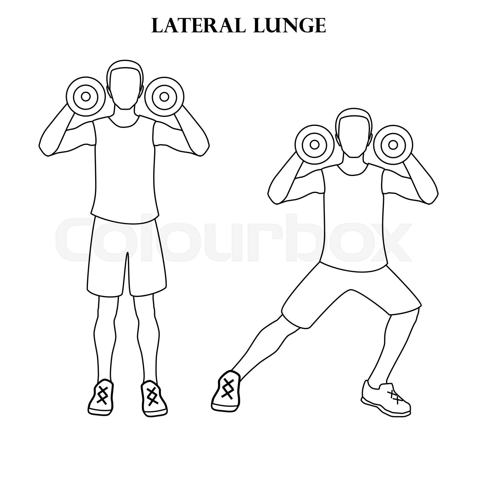 Lateral lunge exercise strength workout vector illustration outline ...