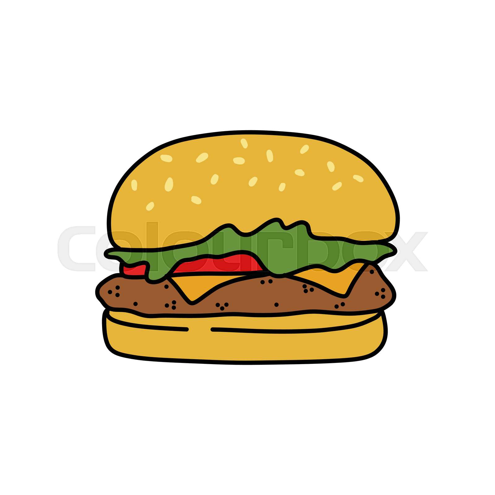 burger doodle icon, vector color line illustration | Stock vector ...