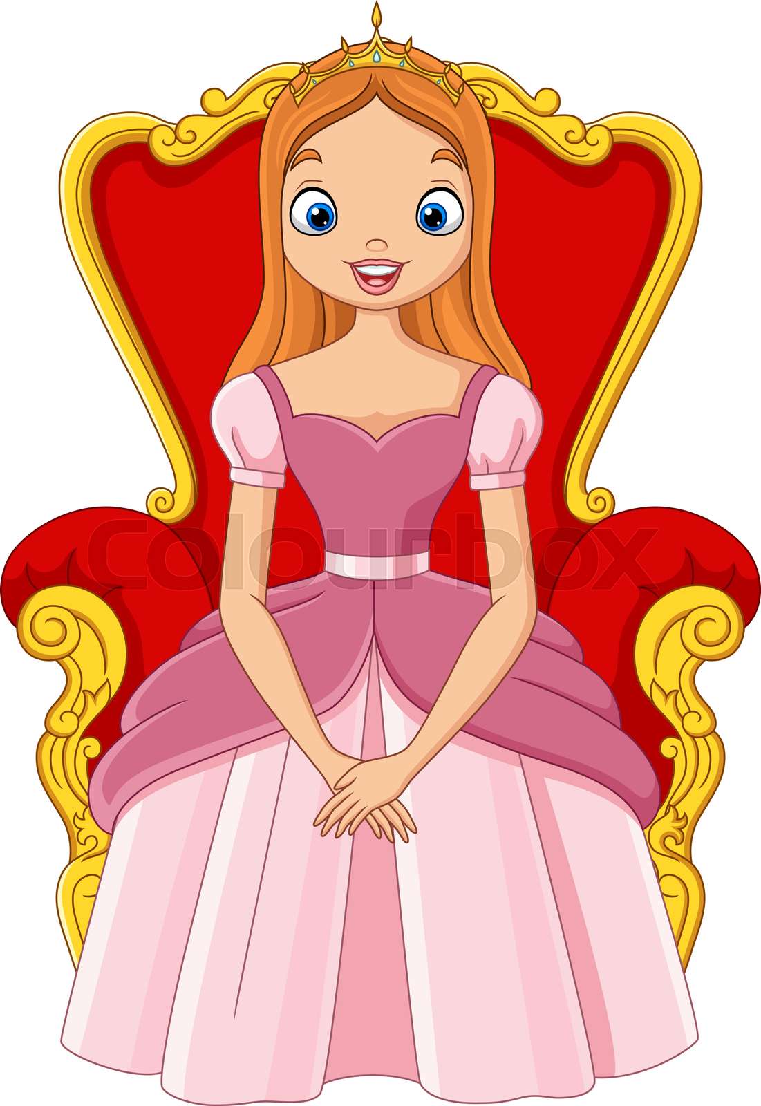 Cartoon beautiful princess sitting on the throne | Stock vector | Colourbox