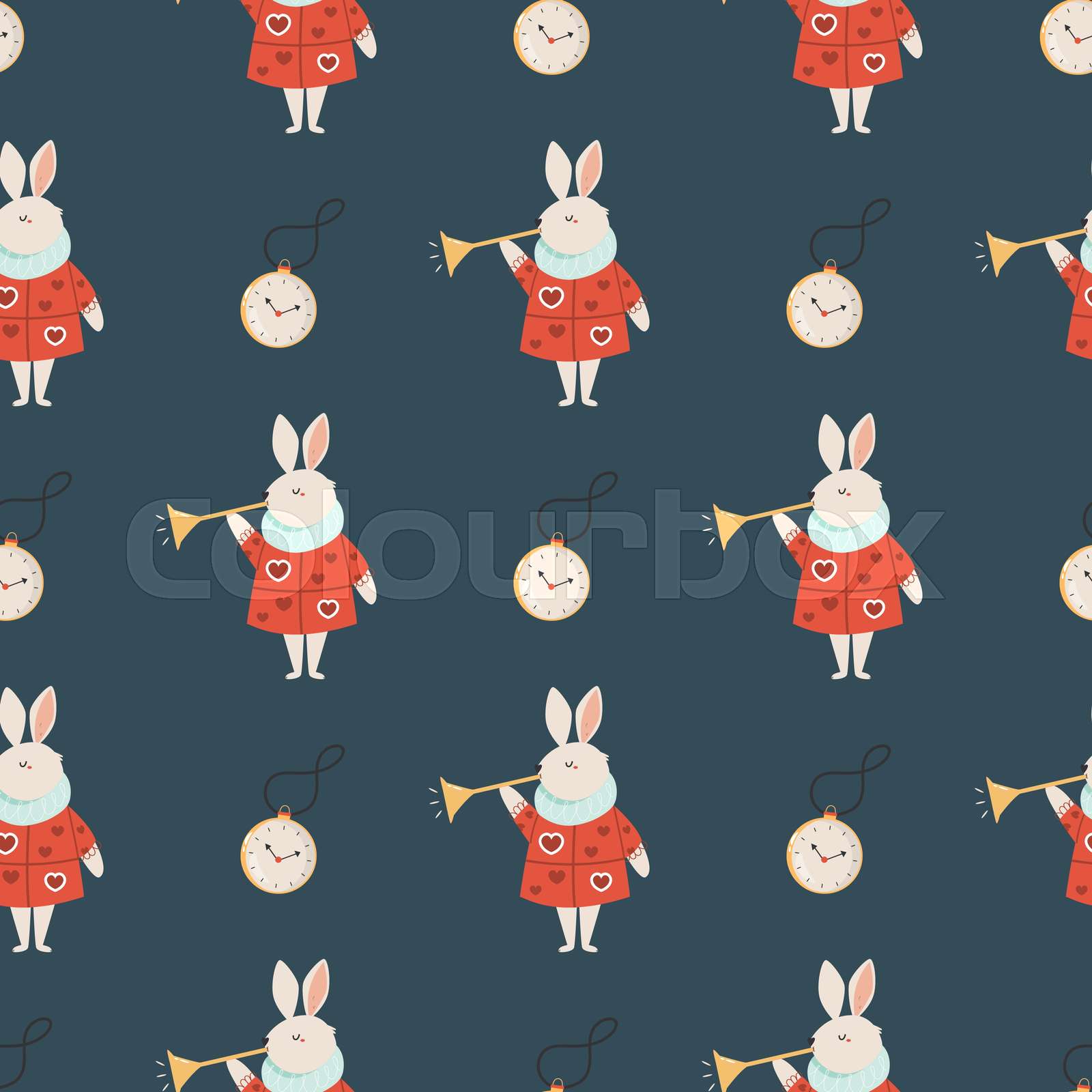 Seamless pattern with symbols from Alice in Wonderland | Stock vector ...