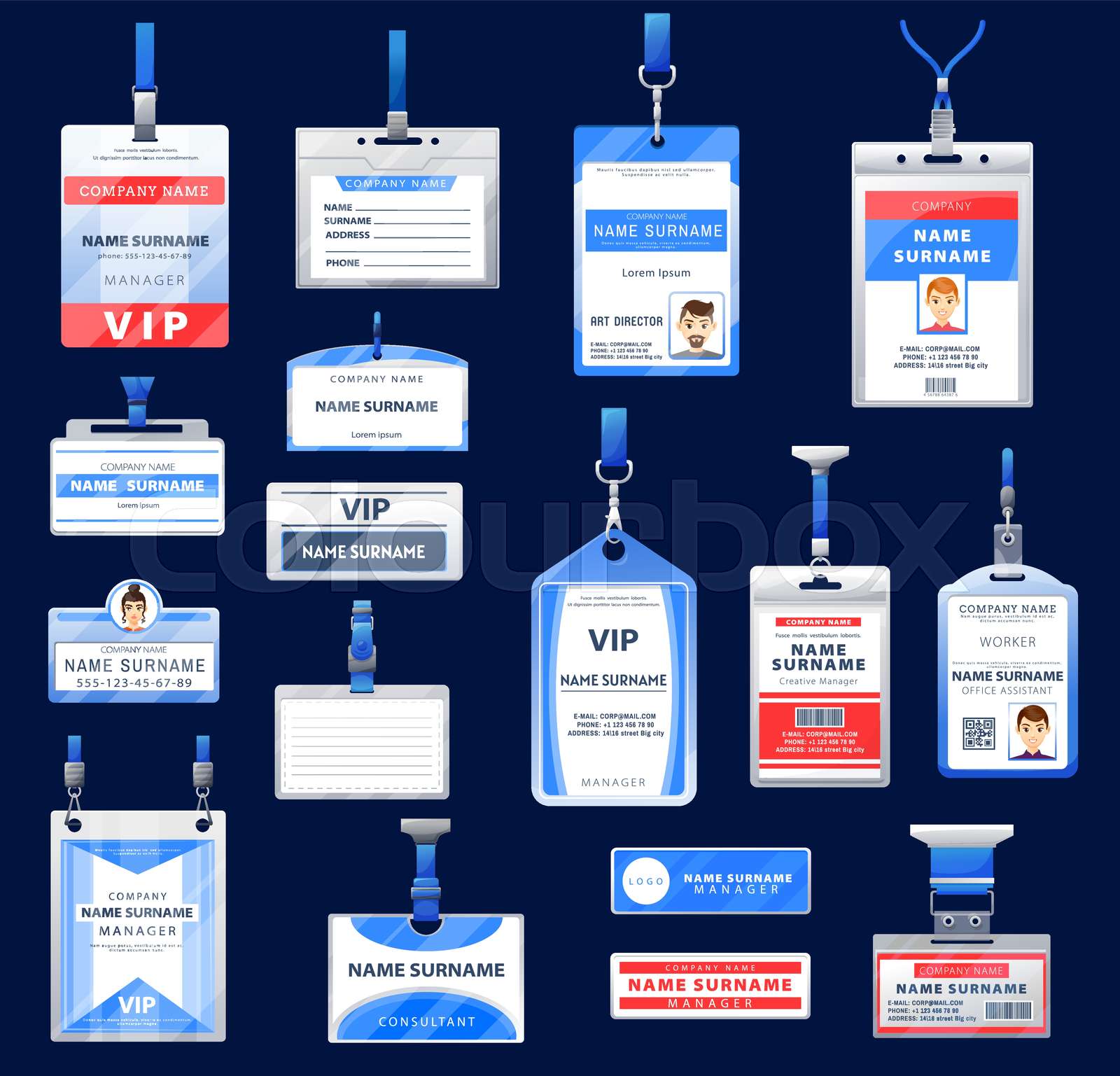 Identification ID badges and cards, vector | Stock vector | Colourbox
