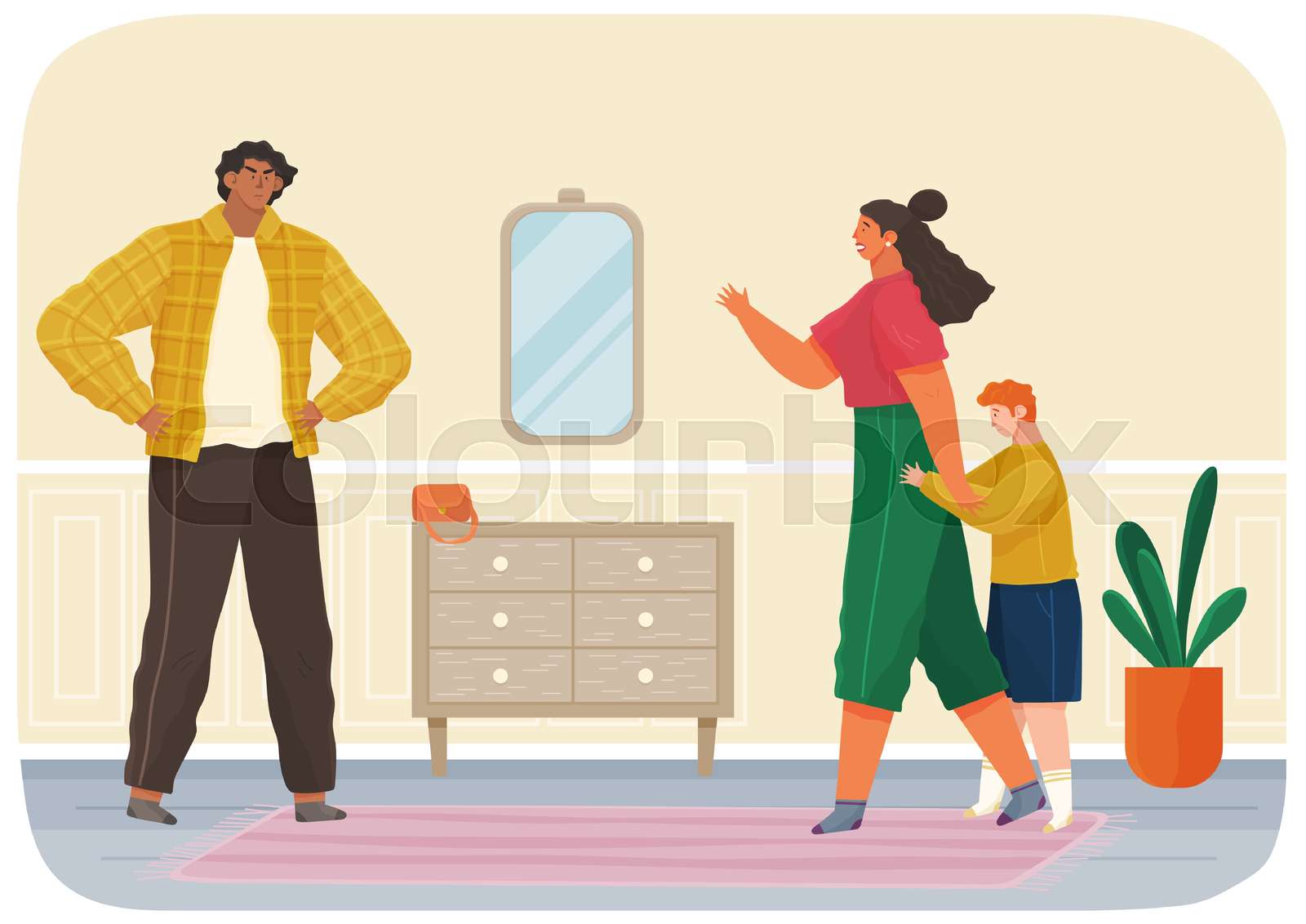 Problems and conflict in family, fight and arguing, quarreling over ...