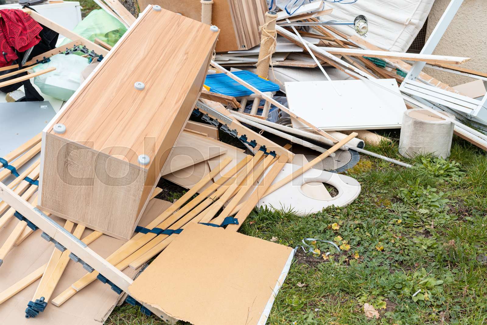 Big pile of broken furniture | Stock image | Colourbox