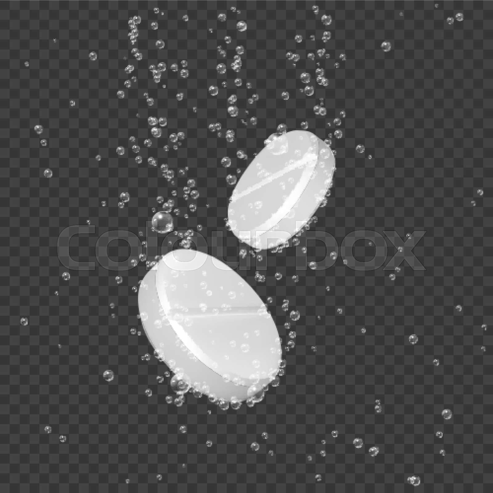 Couple dissolving medicine pills. Effervescent soluble tablet pills ...