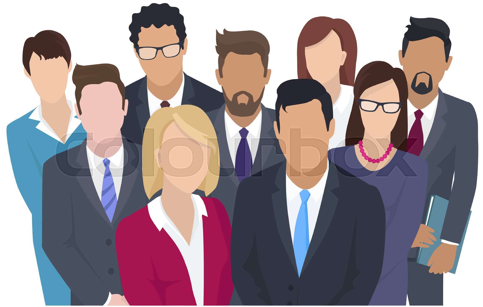 Business team ready to work. Teamwork. Coworkers characters ...