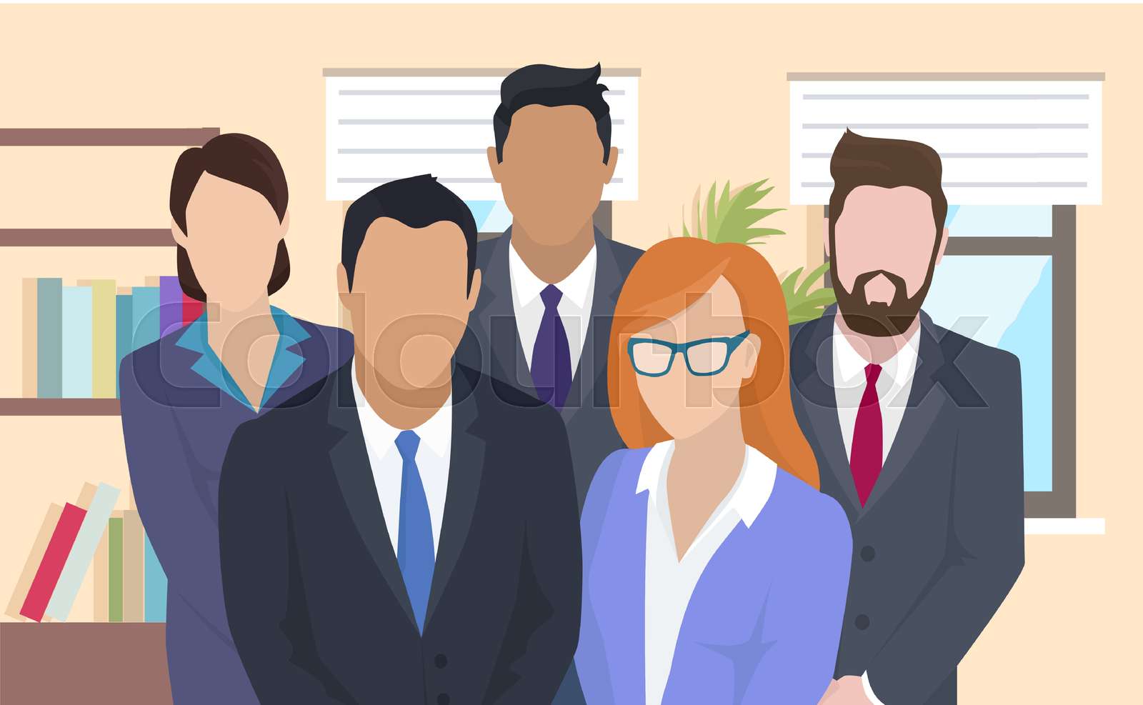 Business team ready to work. Teamwork. Coworkers characters ...