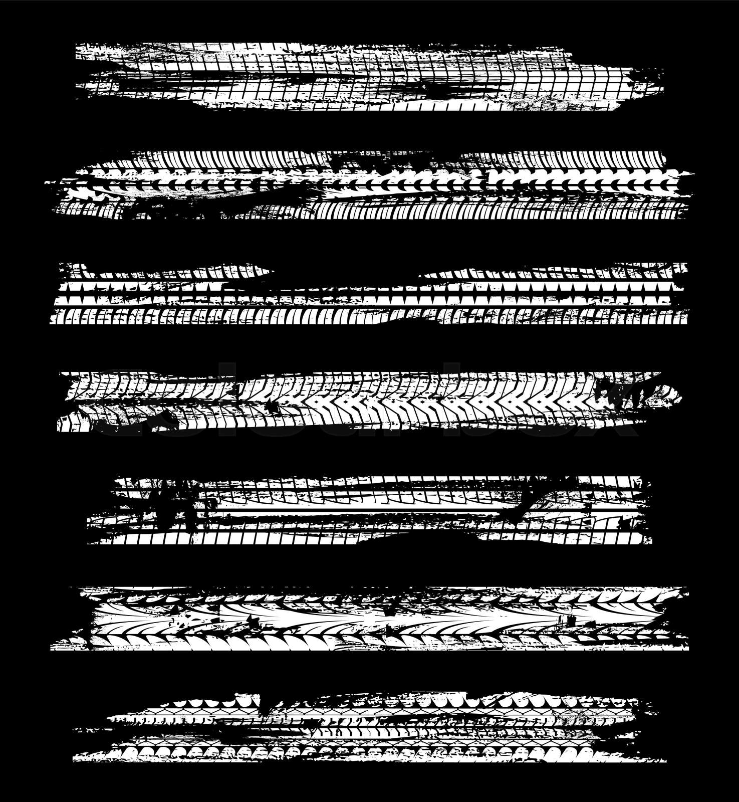 Tire tracks or tyre prints of car wheel traces | Stock vector | Colourbox