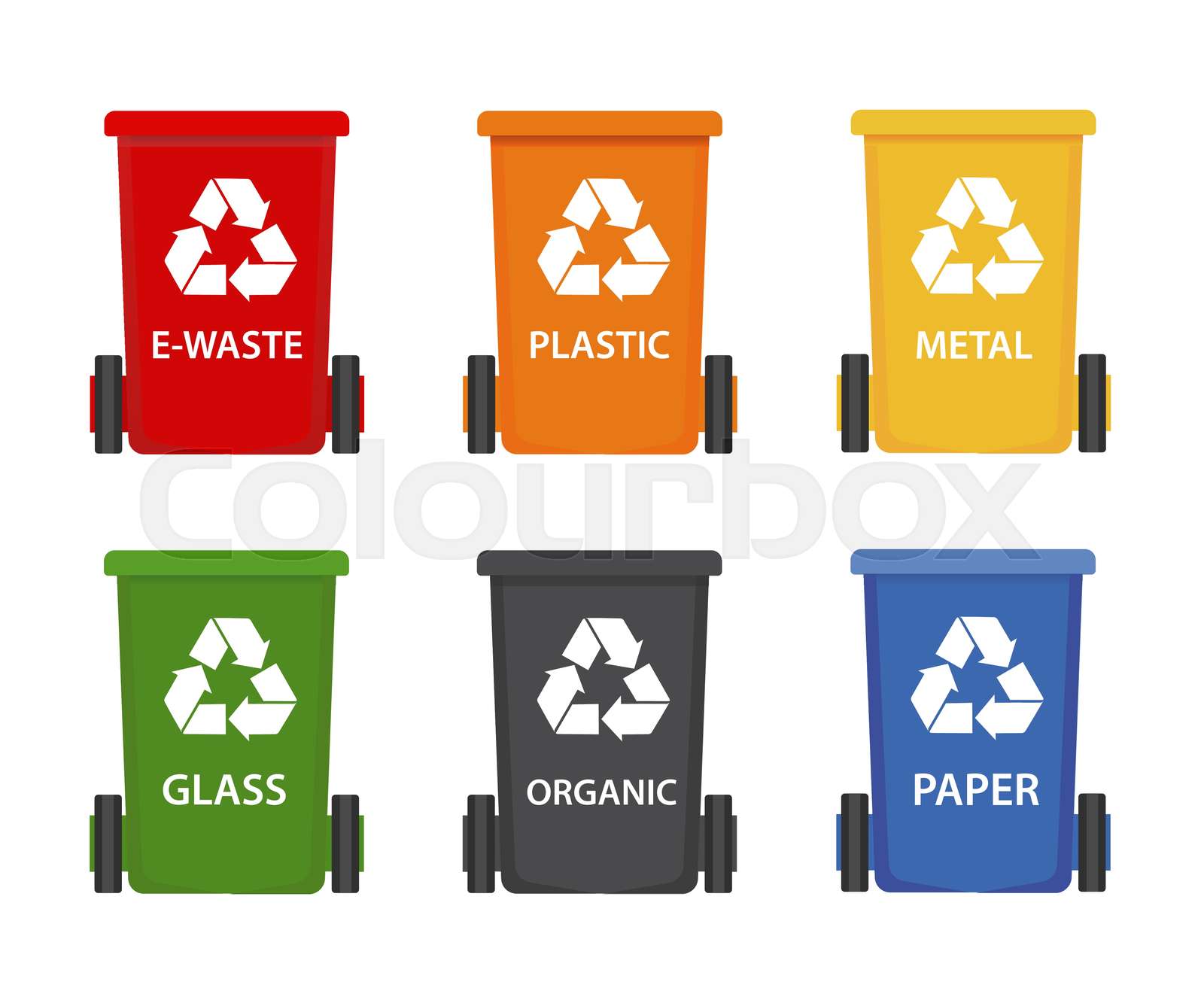 Containers for different types of waste | Stock vector | Colourbox