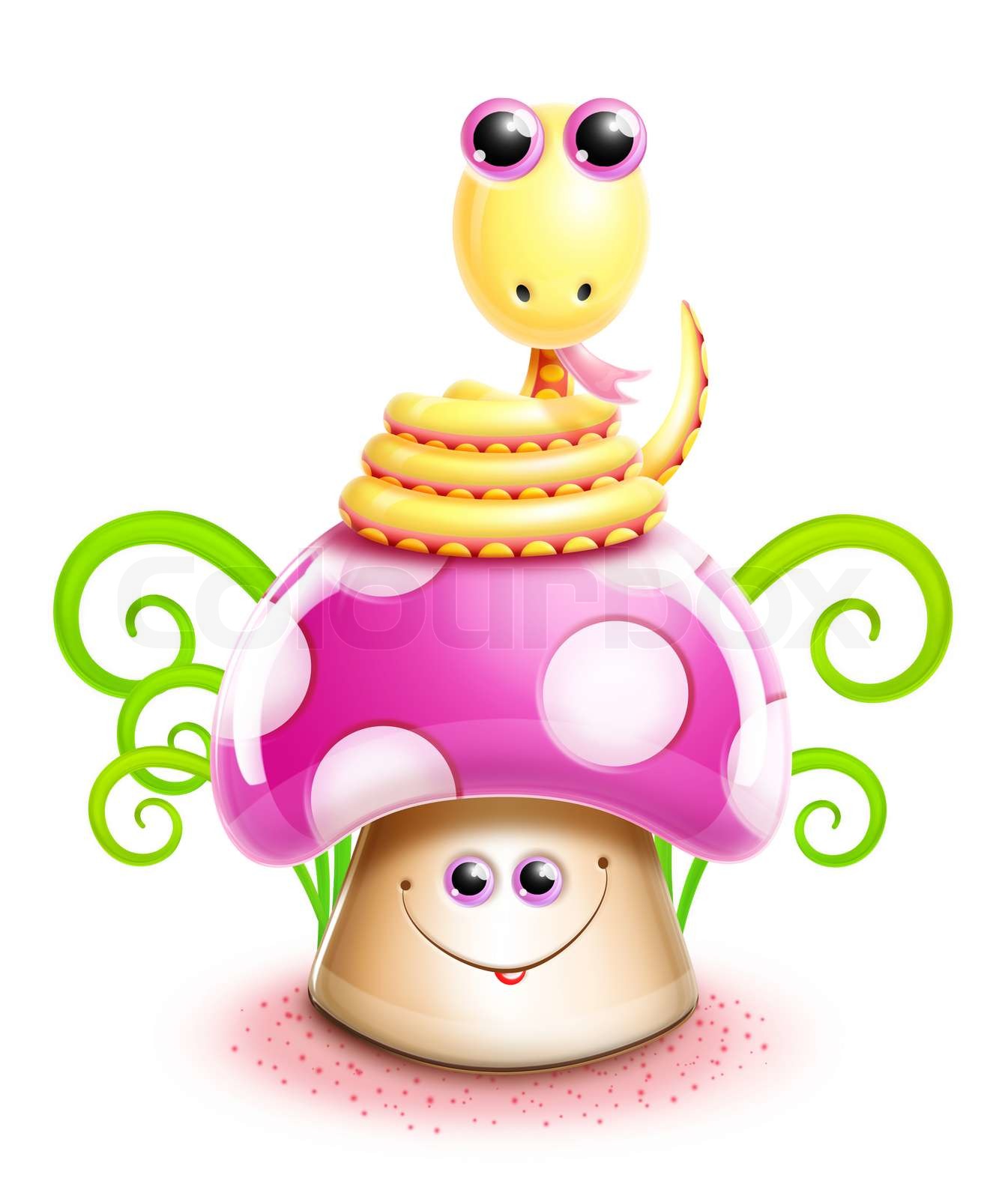 Whimsical Kawaii Cute Cartoon Snake | Stock image | Colourbox