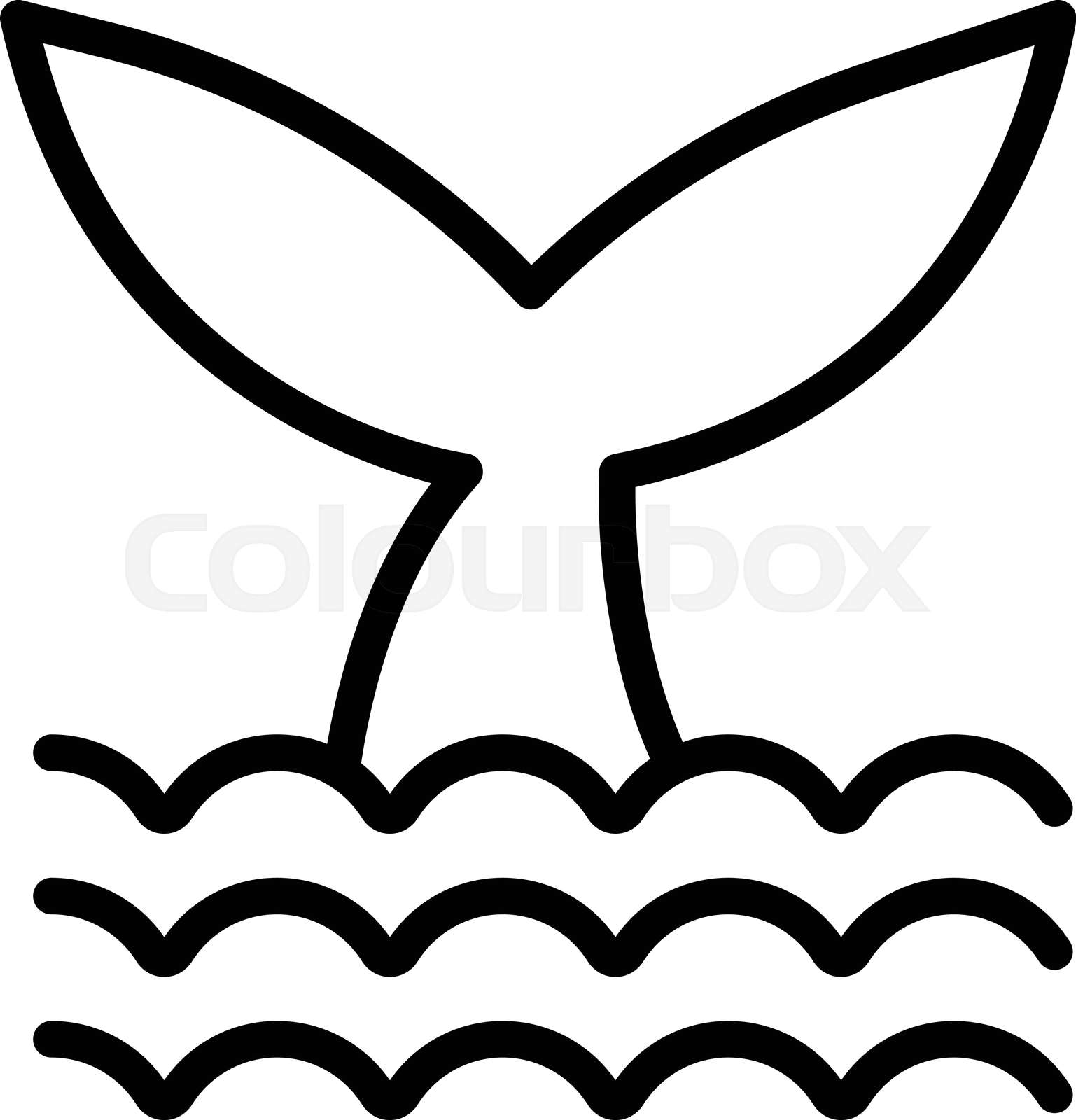 Dolphin tail icon, outline style | Stock vector | Colourbox