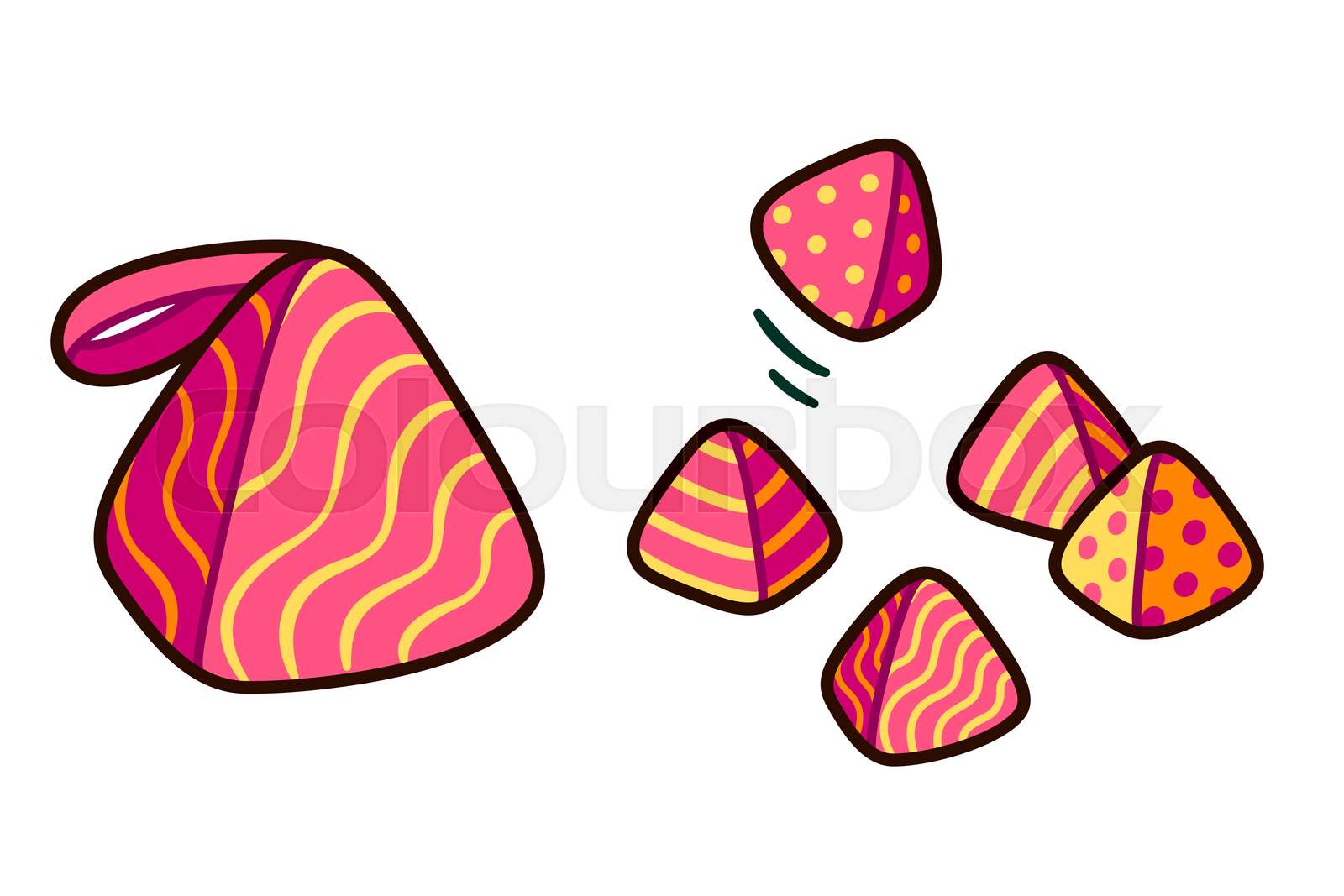 Batu Seremban traditional five stone game | Stock vector | Colourbox