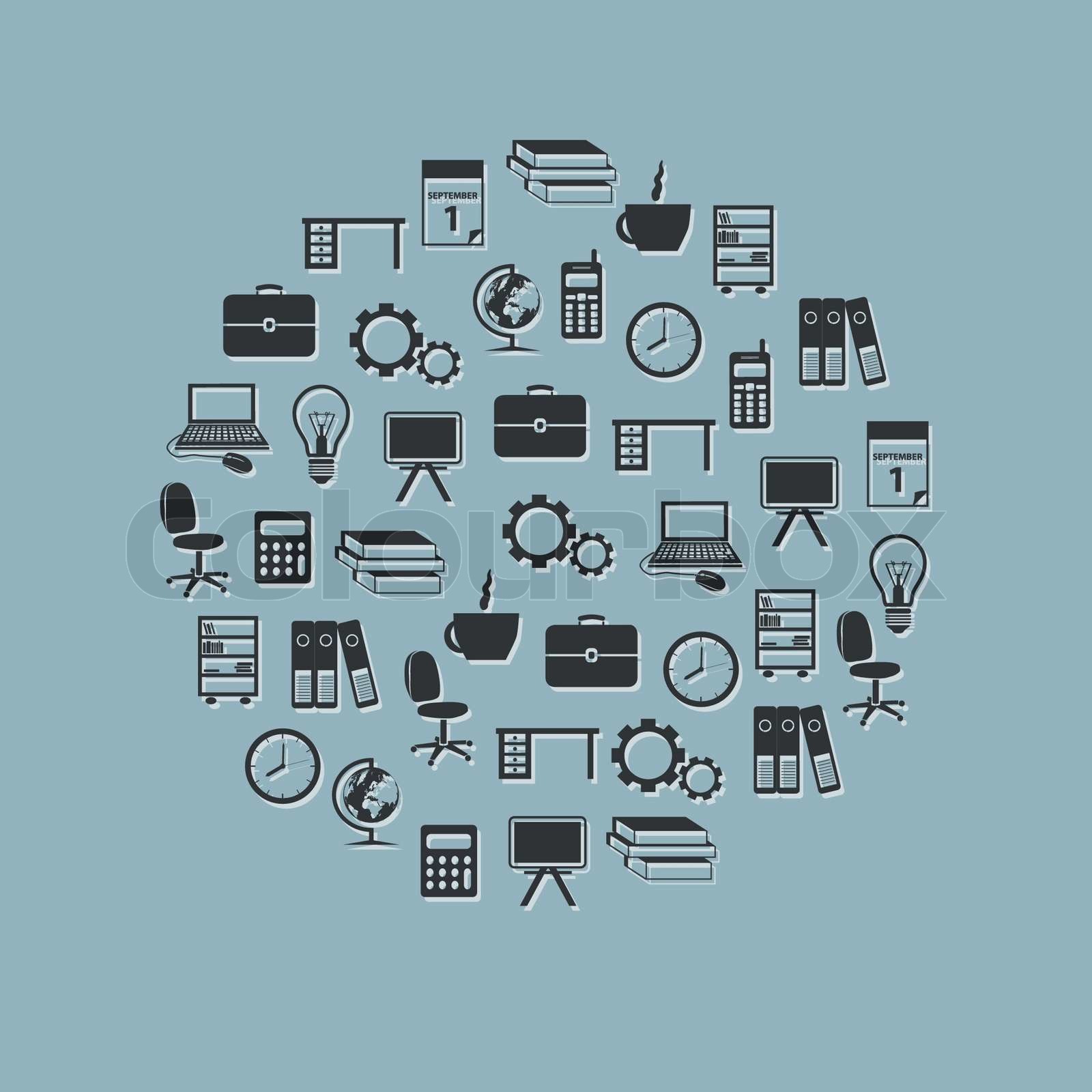 office icons in circle | Stock vector | Colourbox