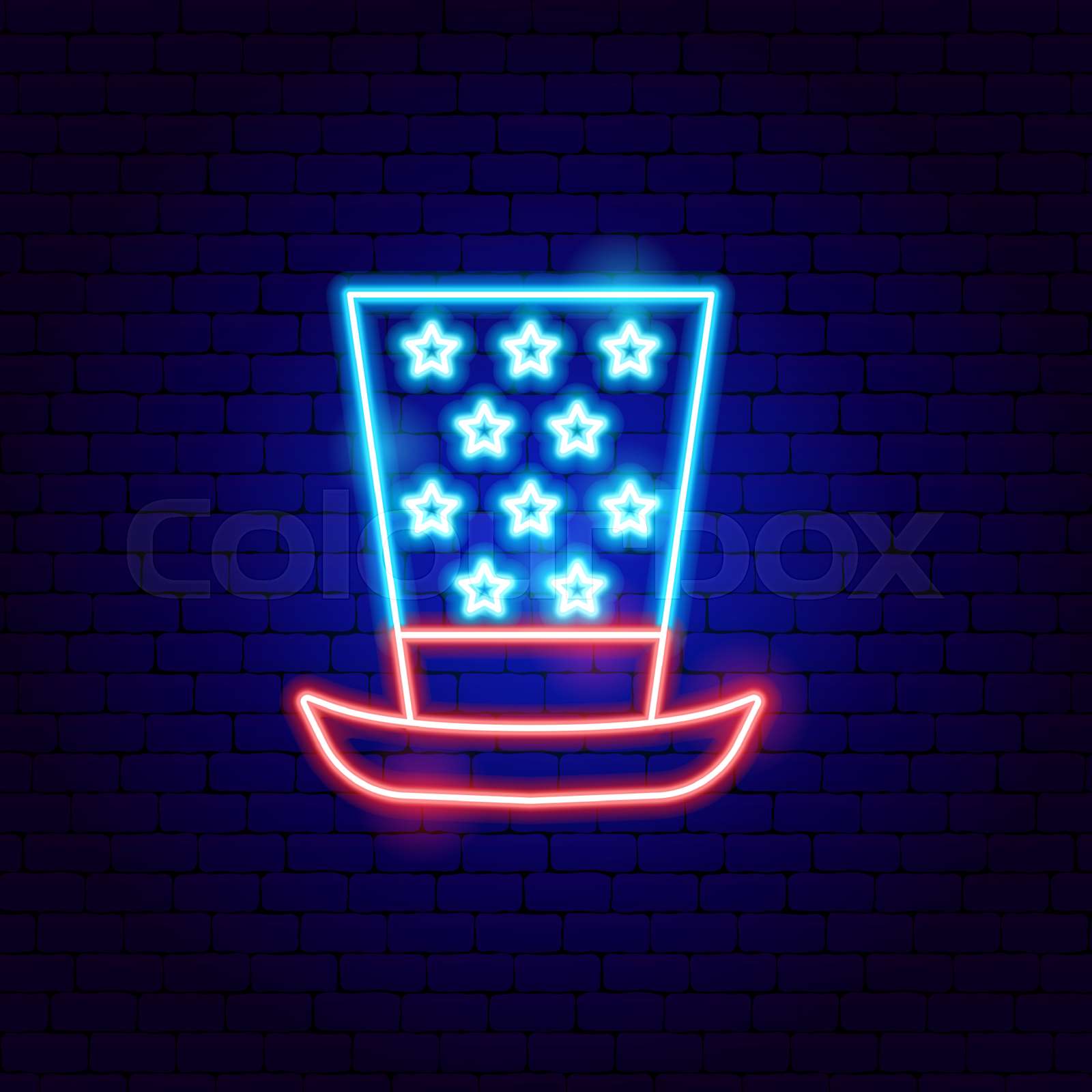 Uncle Sam Hat Neon Sign | Stock vector | Colourbox