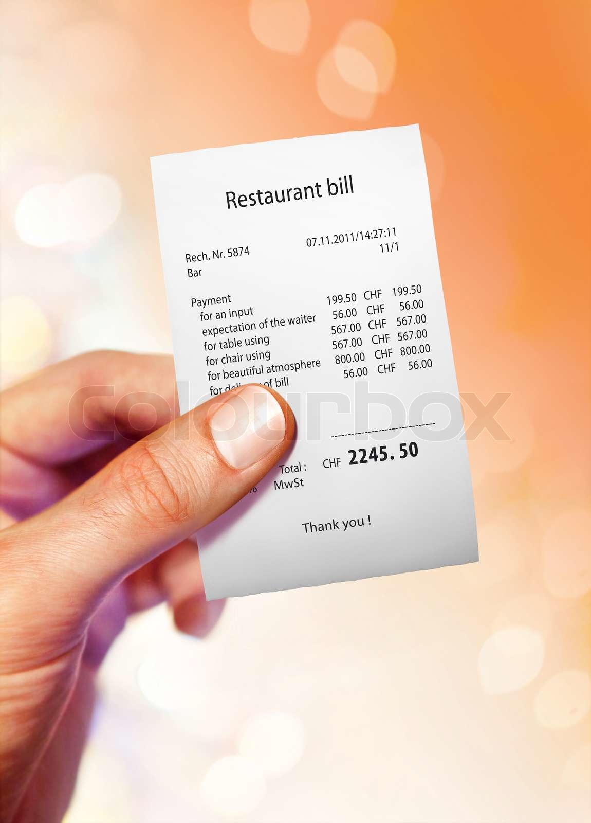 Restaurant bill | Stock image | Colourbox