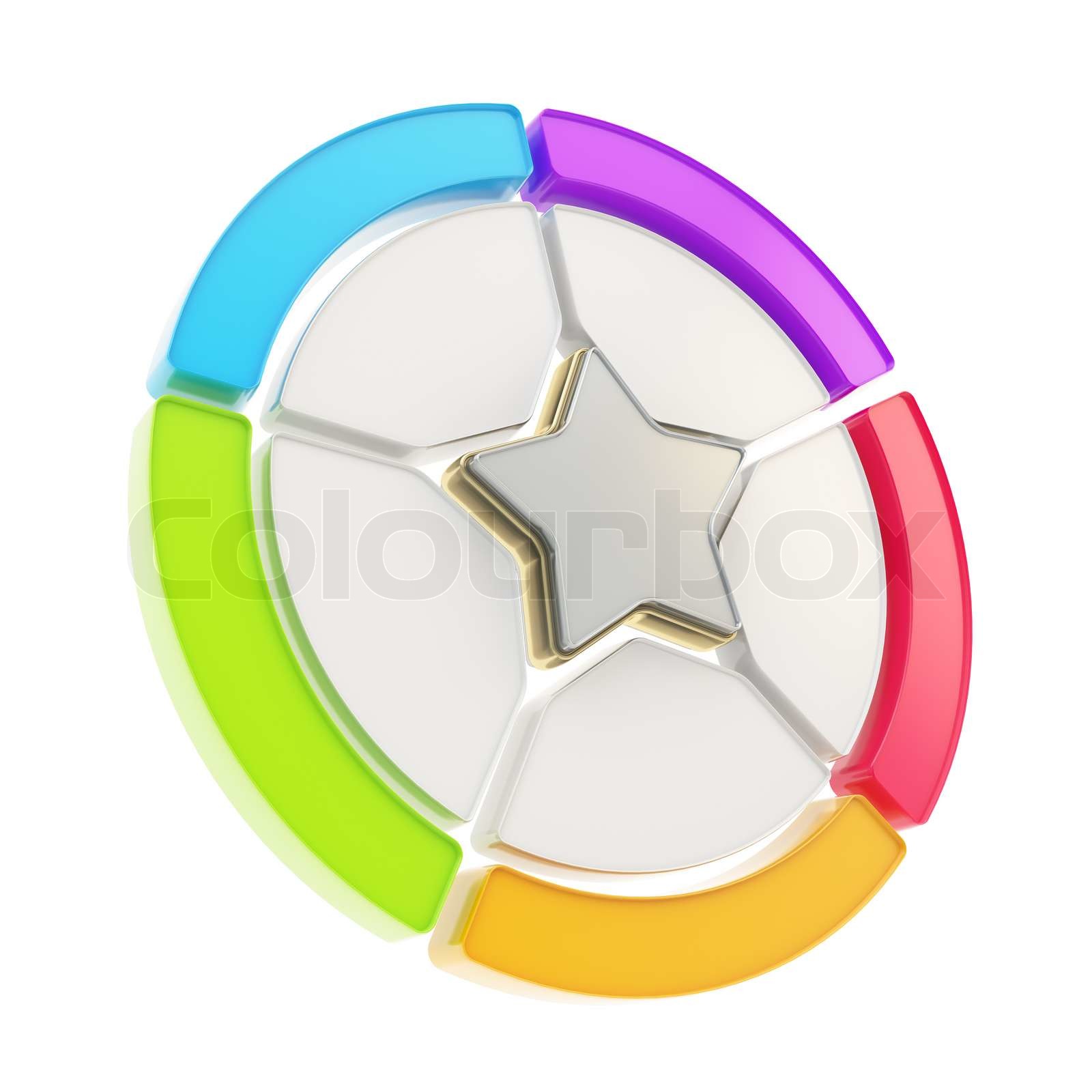 Five sector star emblem diagram isolated | Stock image | Colourbox
