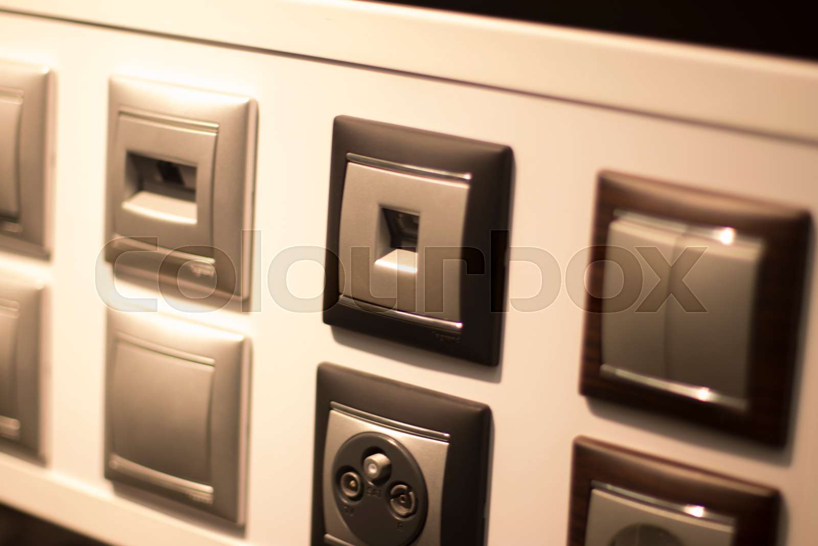 Store socket switch display | Stock image | Colourbox