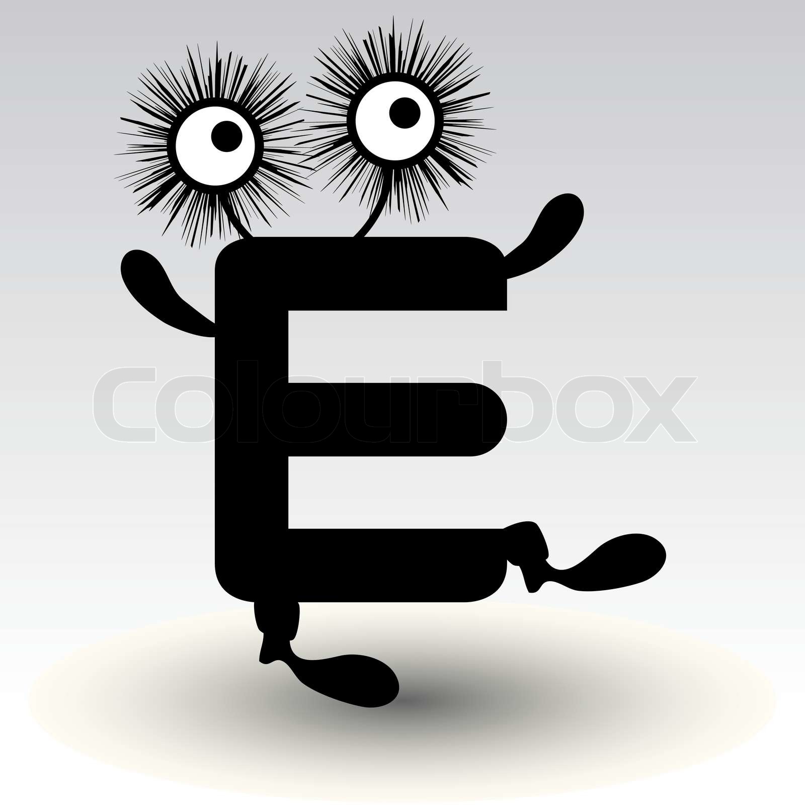 letter e, funny character design | Stock vector | Colourbox