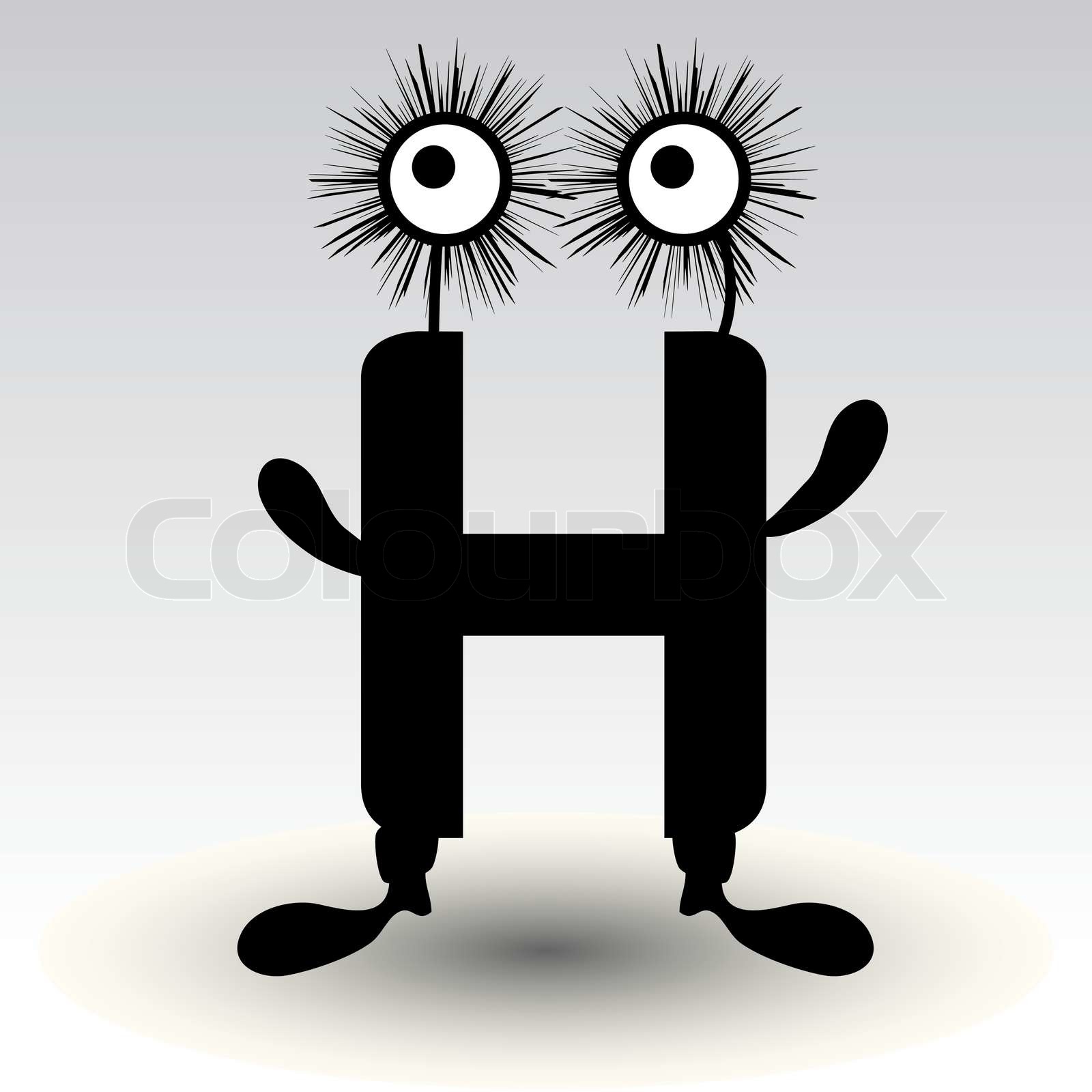 letter h, funny character design | Stock vector | Colourbox