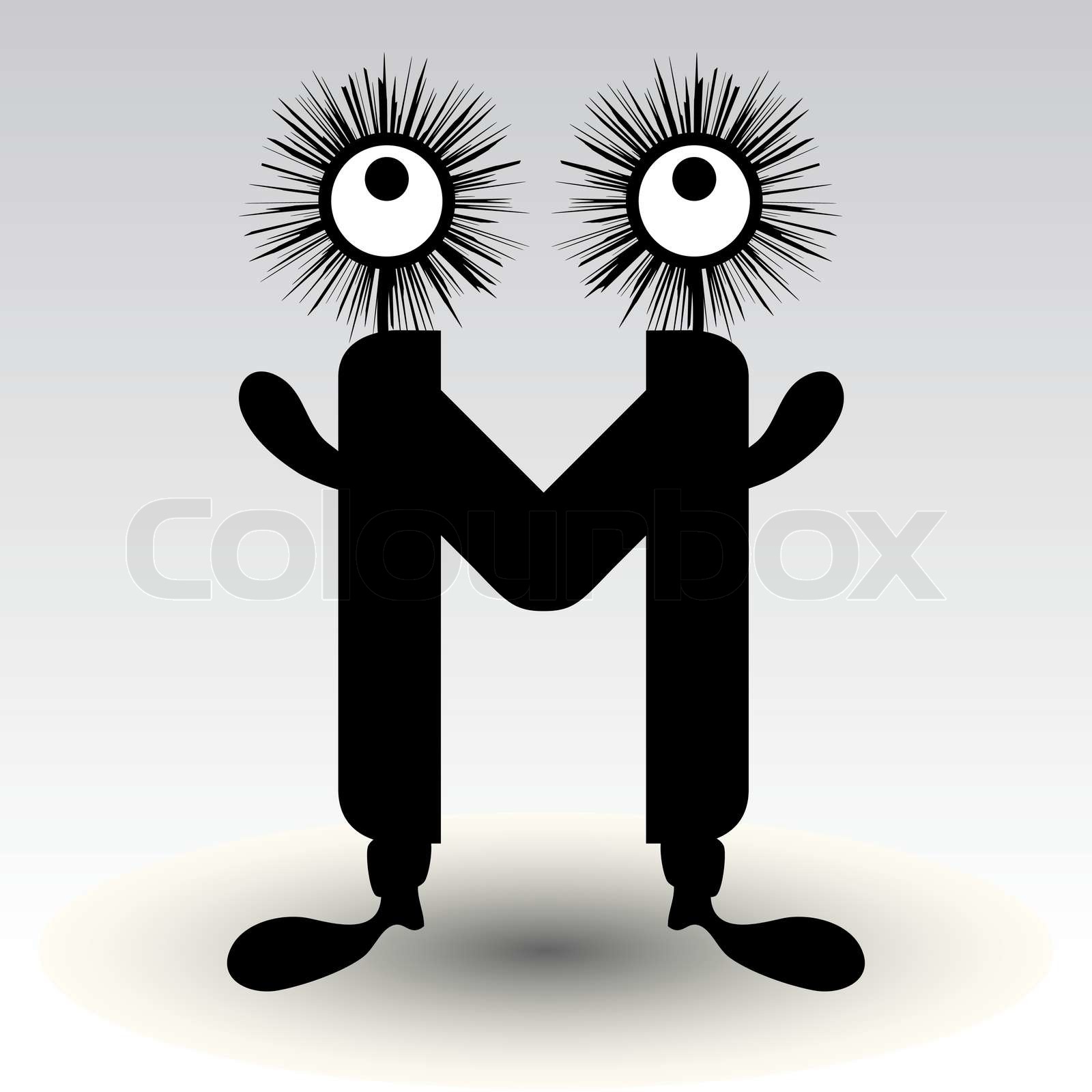 letter m, funny character design | Stock vector | Colourbox