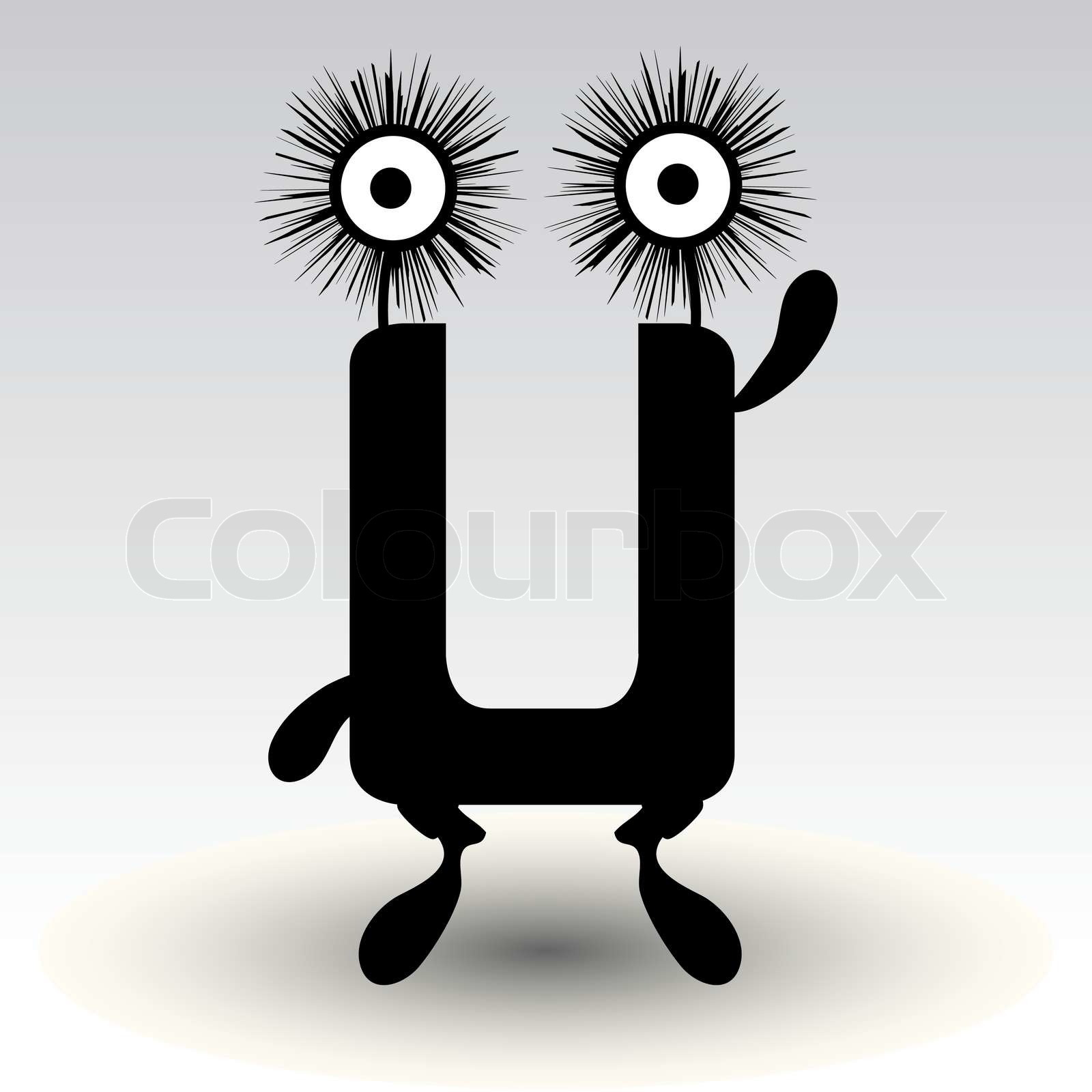 letter u, funny character design | Stock vector | Colourbox