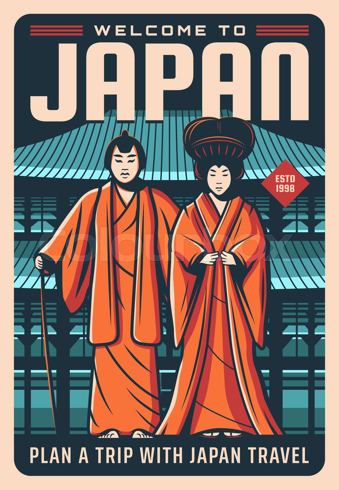 Welcome to Japan, travel landmarks and culture | Stock vector | Colourbox