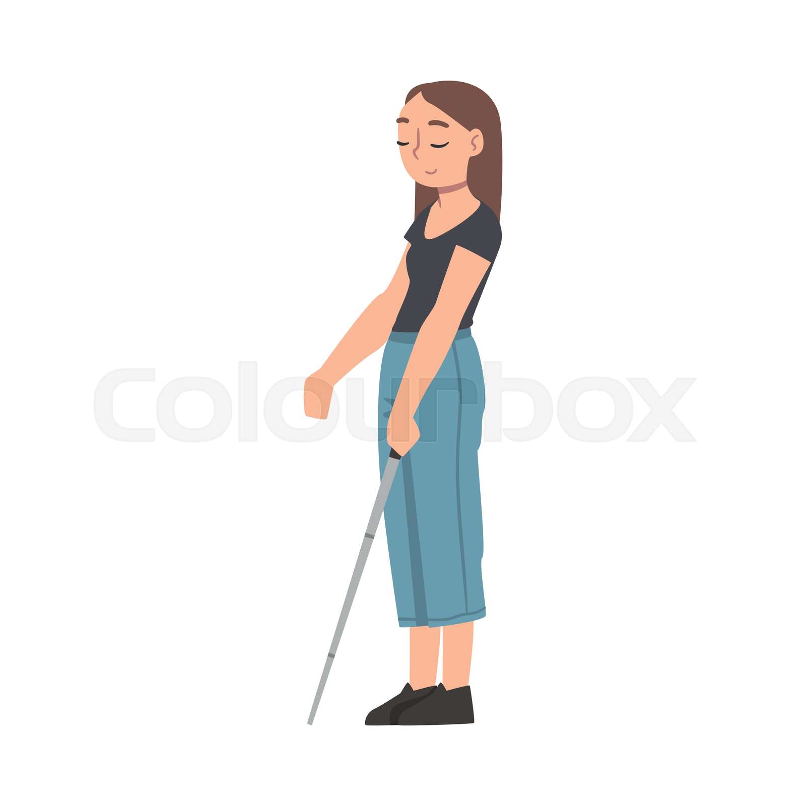 Blind Girl with Walking Cane, Rehabilitation, Handicapped Accessibility ...