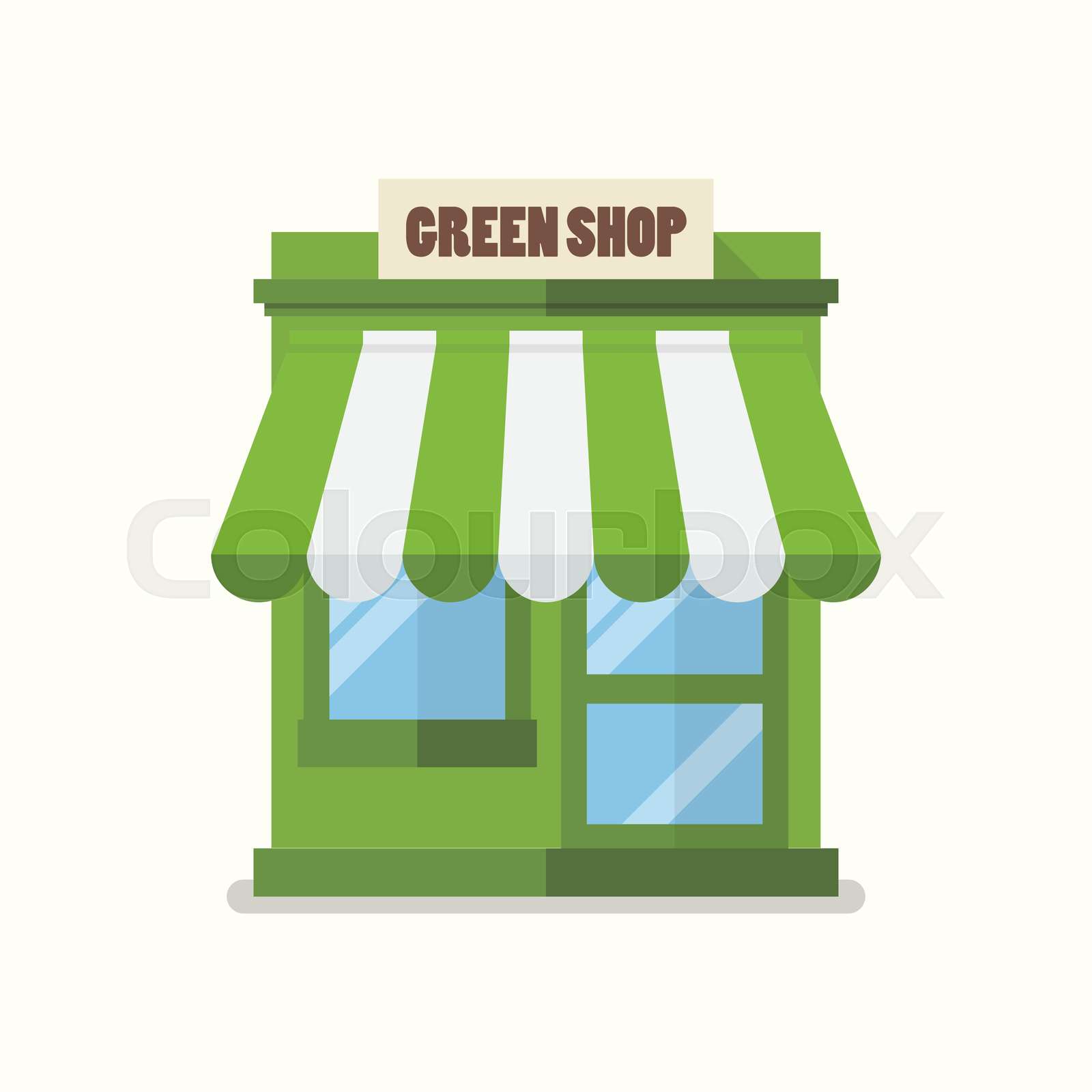 Green shop store flat icon | Stock vector | Colourbox