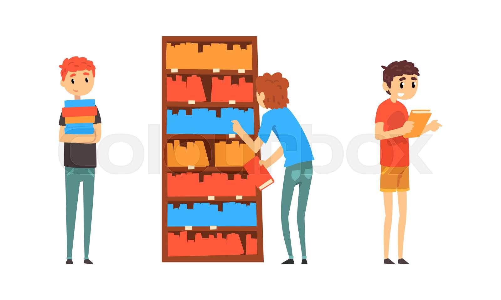 Students Taking and Reading Books in Public Library, People Choosing in ...